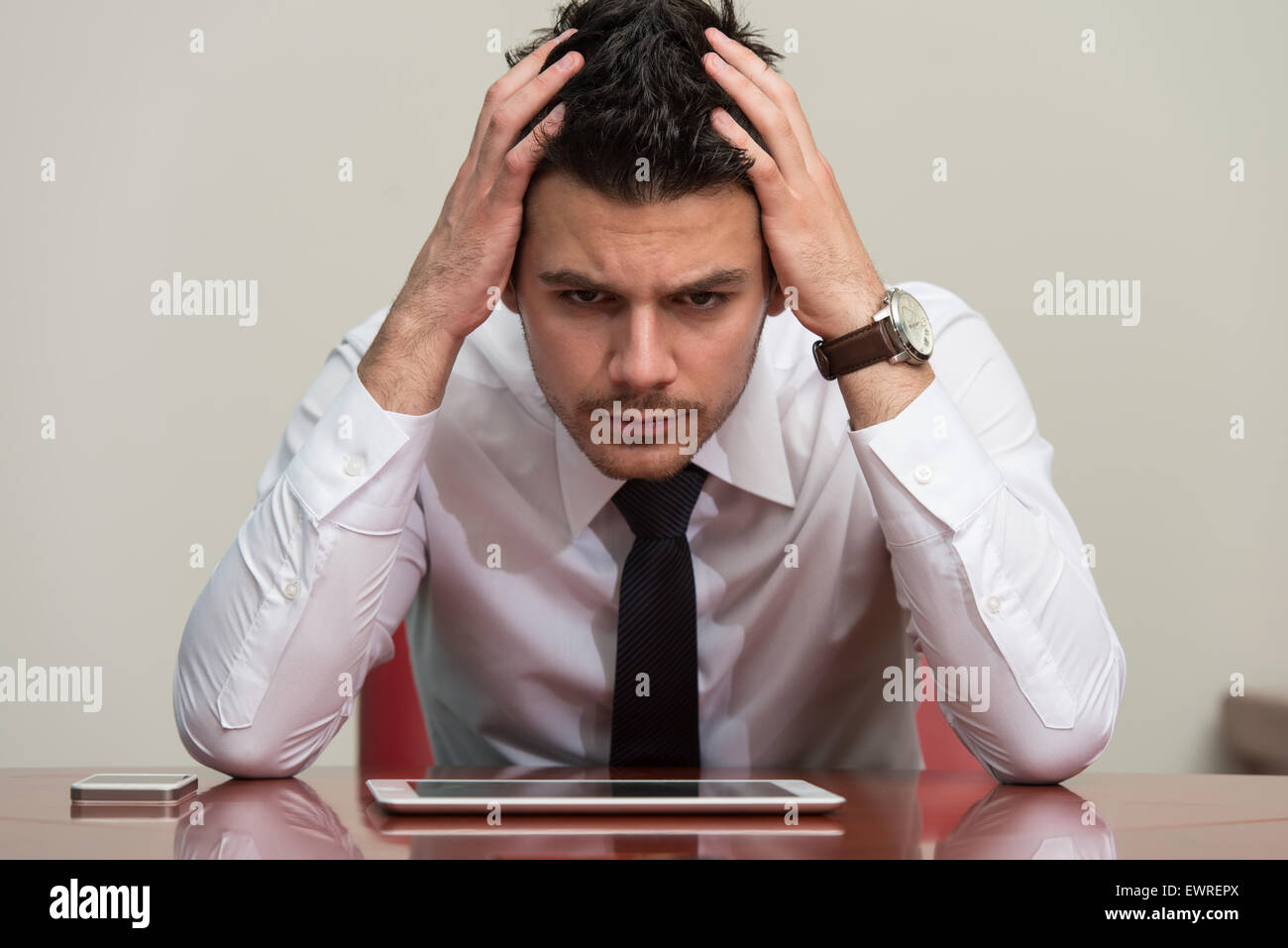 Young Business Man With Problems And Stress In The Office Stock Photo ...