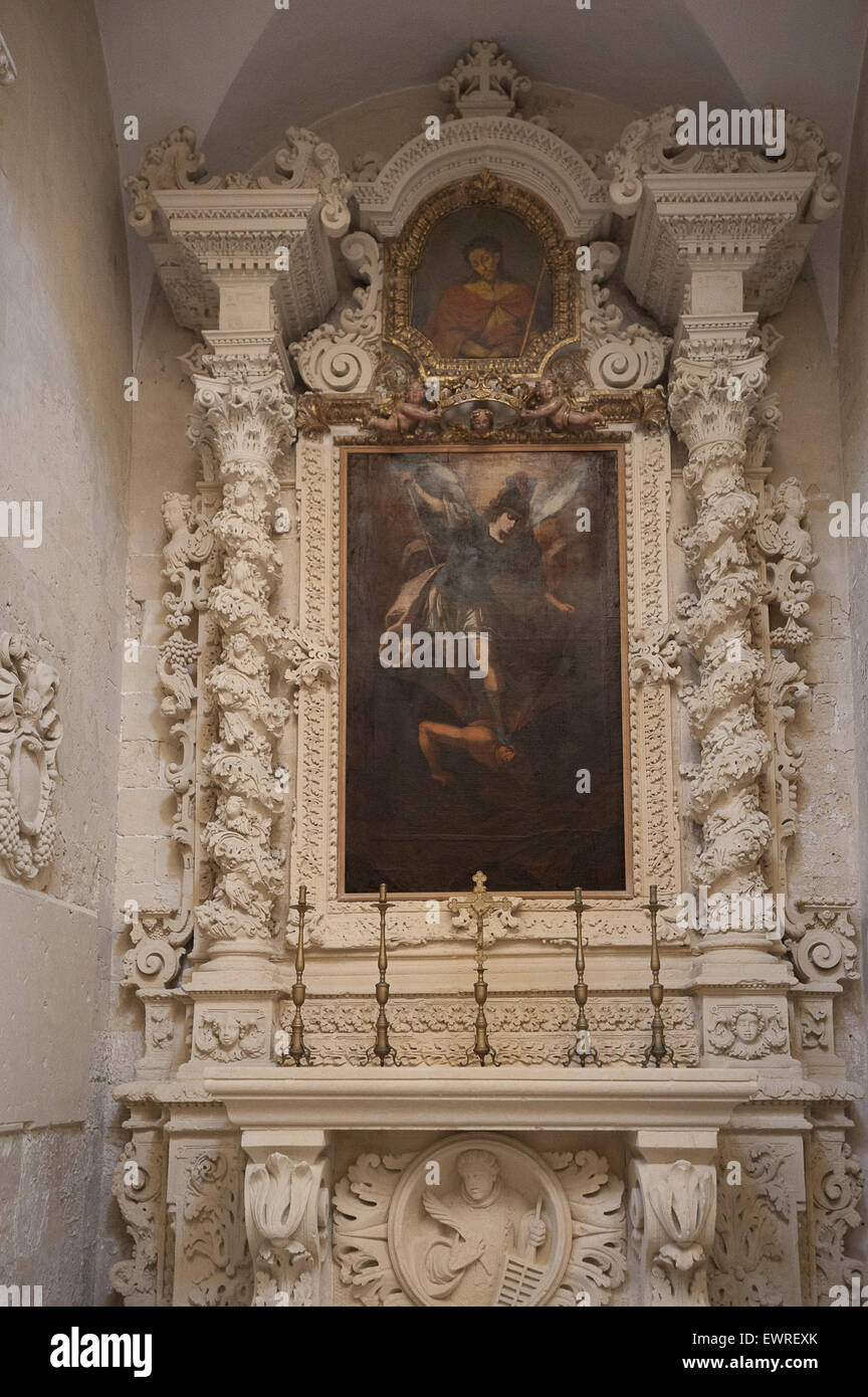 Italy Salento Lecce Baroque Church of Santa Croce -altar painting of s ...