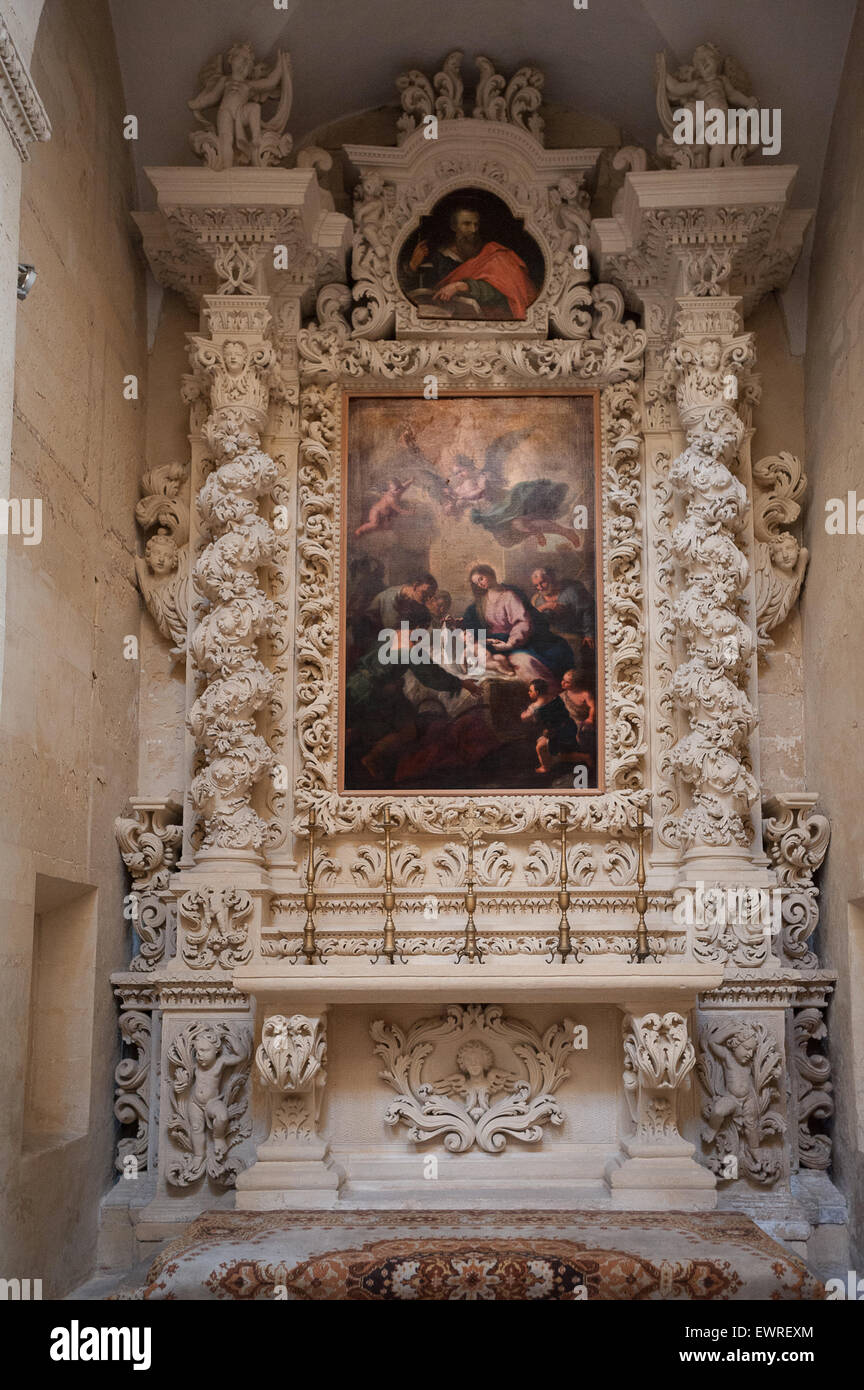 Italy Salento Lecce Baroque Church of Santa Croce -altar with a ...