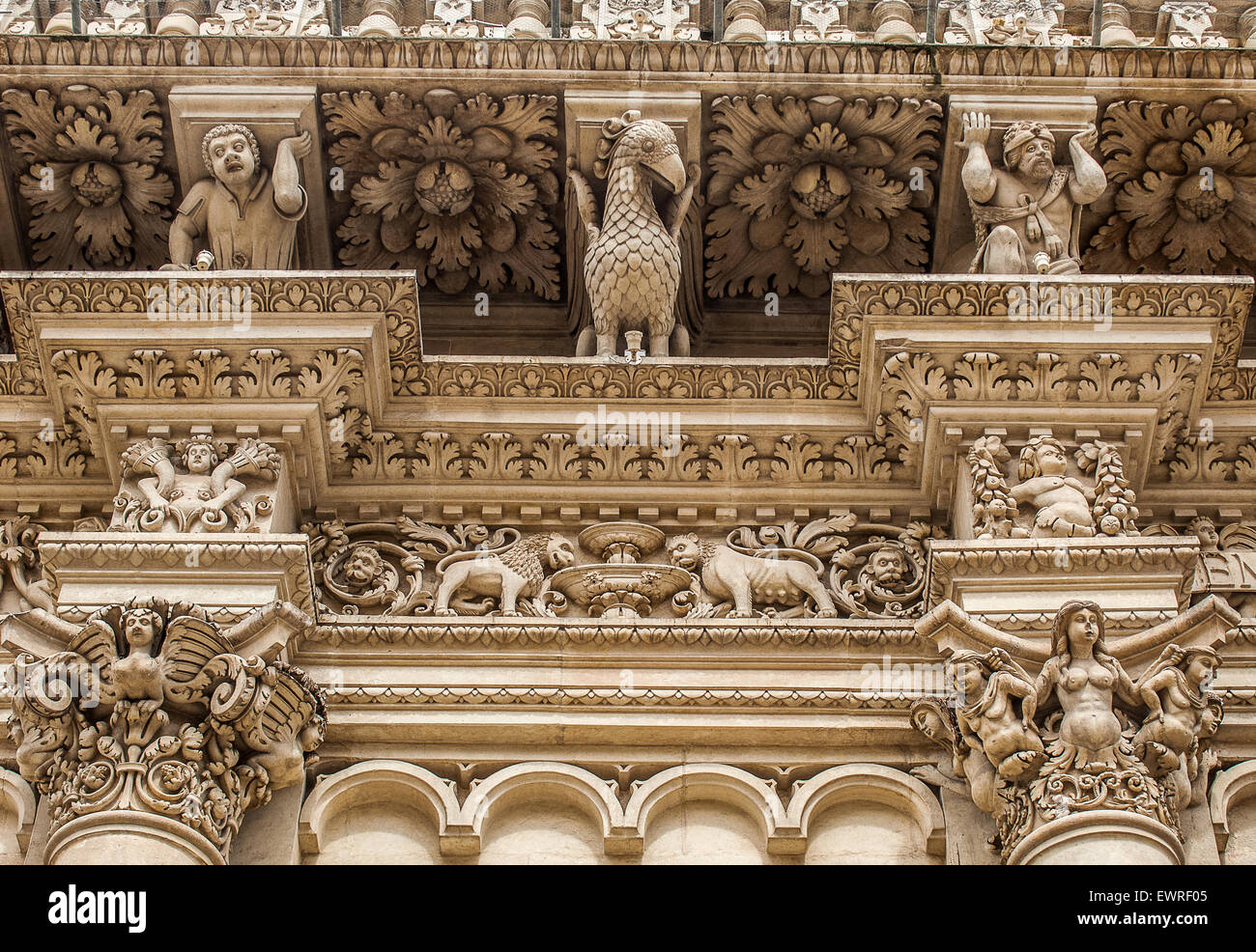 Italy Salento Lecce Baroque Church of Santa Croce -details of the ...