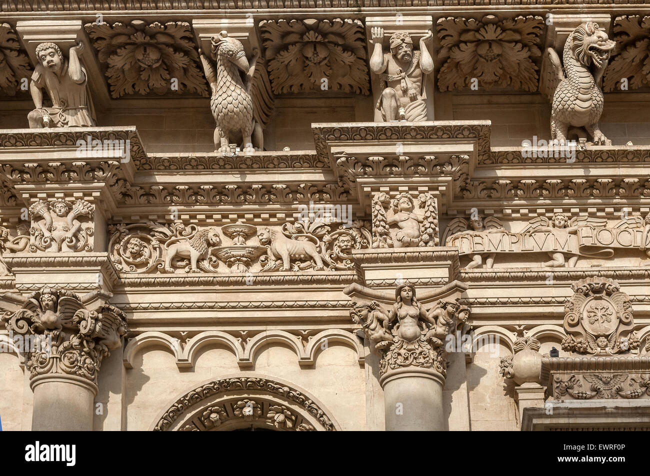 Italy Salento Lecce Baroque Church of Santa Croce -details of the ...