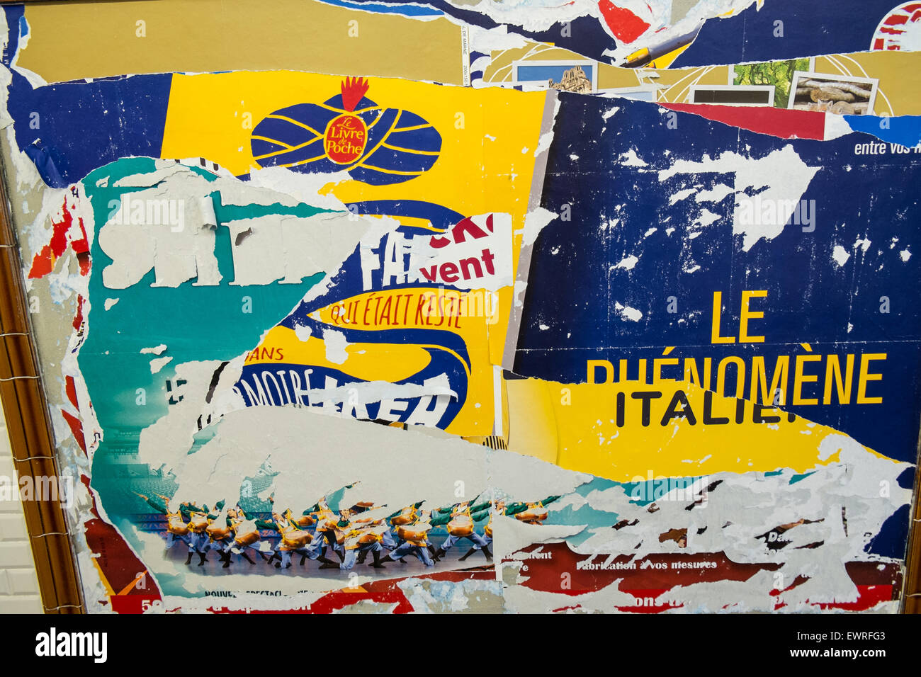 Advertising posters on wall at metro train station.Paris,France,French ...