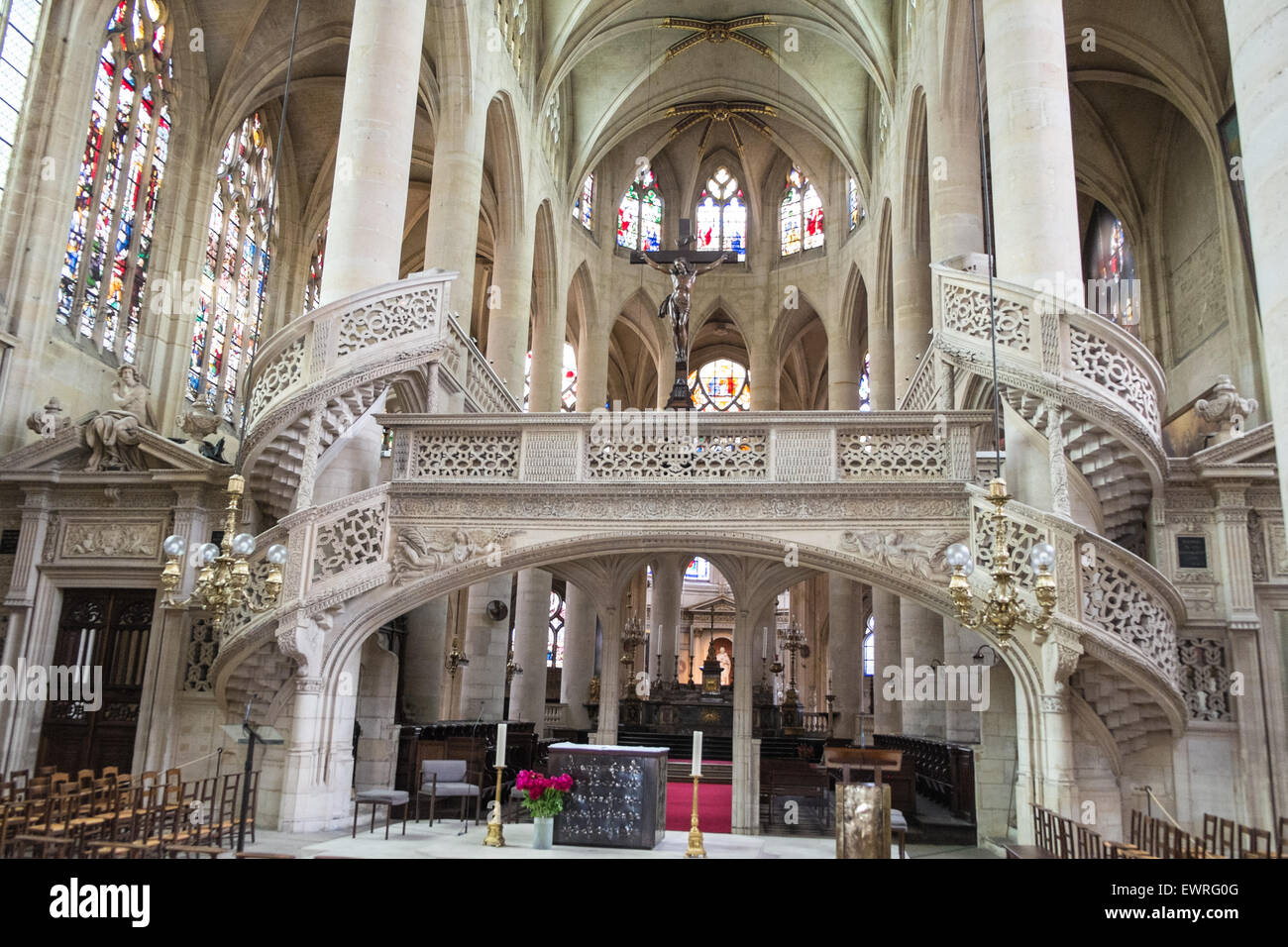 Inside Church,eglise Saint Etienne du Mont.Near Pantheon,Paris,France ...