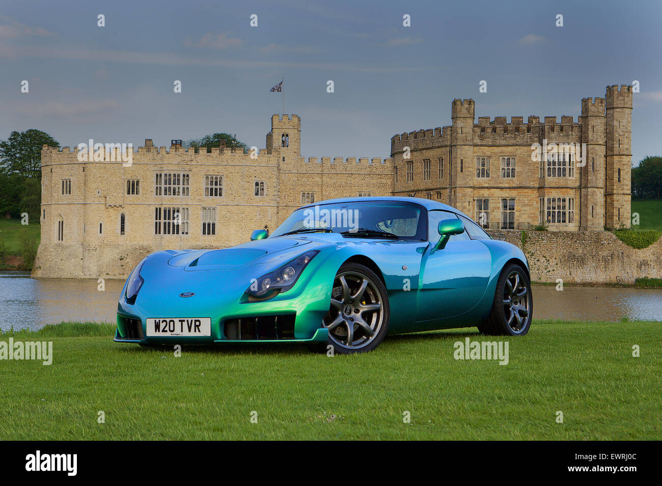 TVR Sagaris in front of a castle Stock Photo - Alamy
