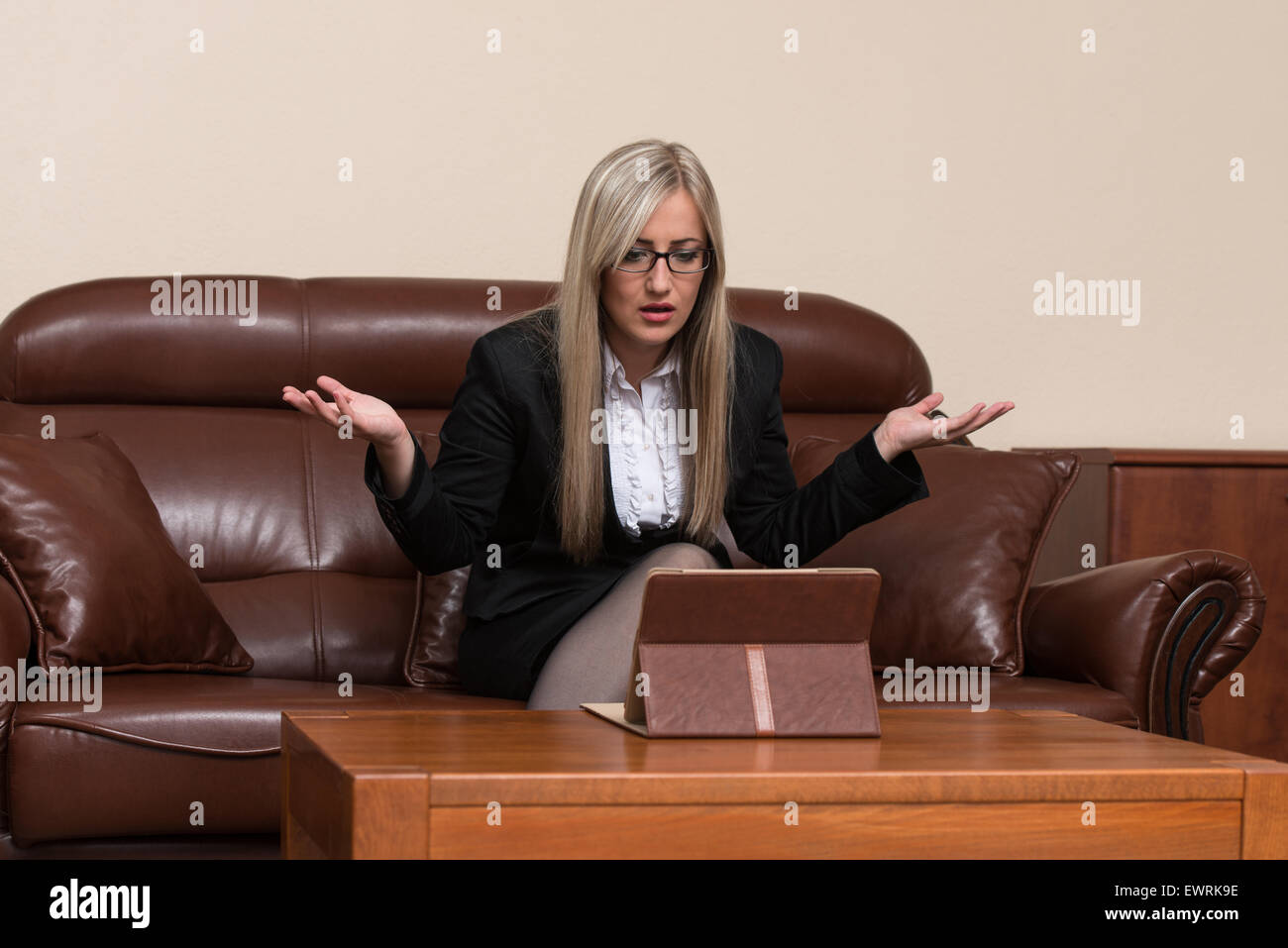 Young Business Woman With Problems And Stress In The Office Stock Photo ...