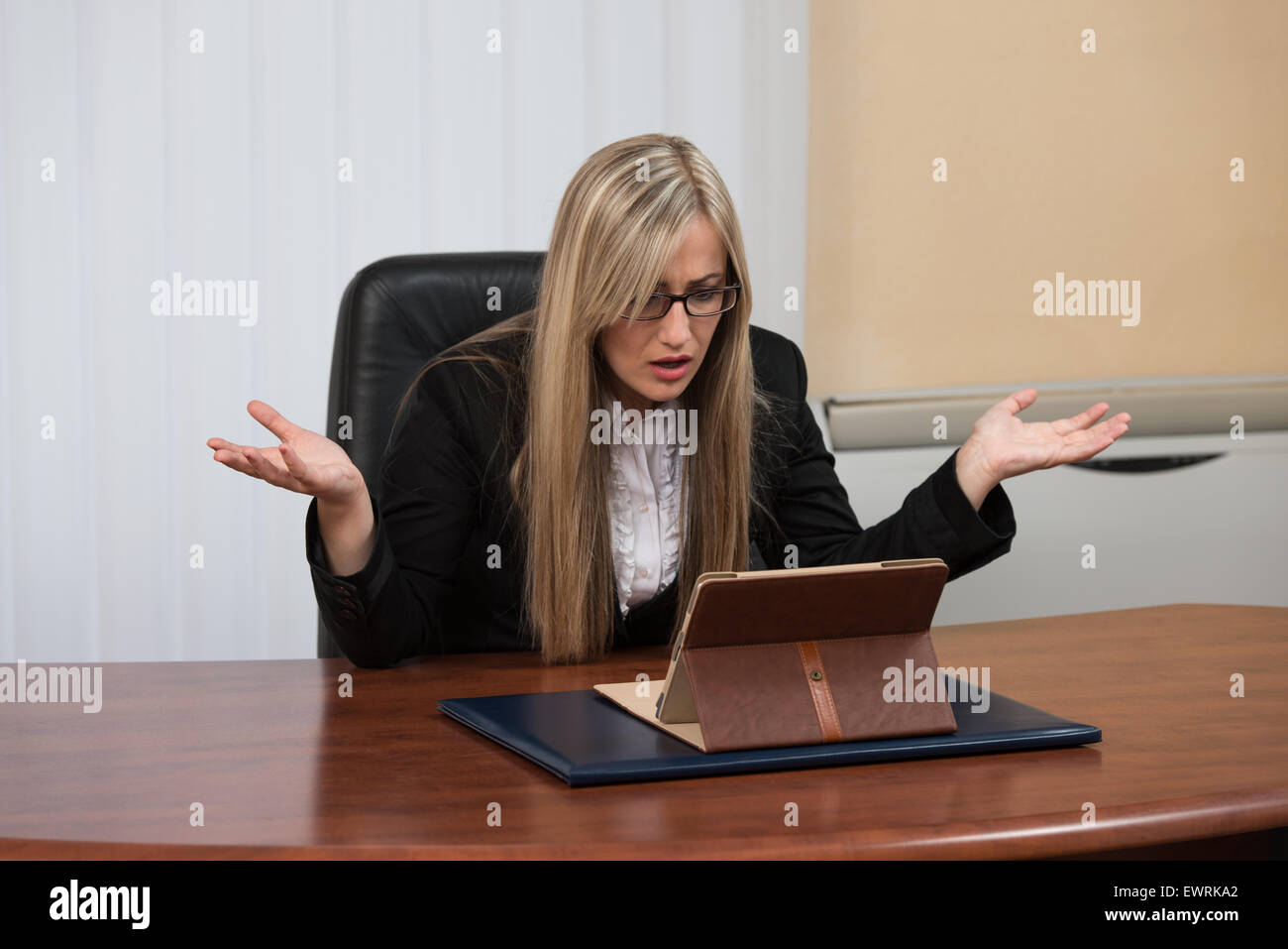 Young Business Woman With Problems And Stress In The Office Stock Photo ...