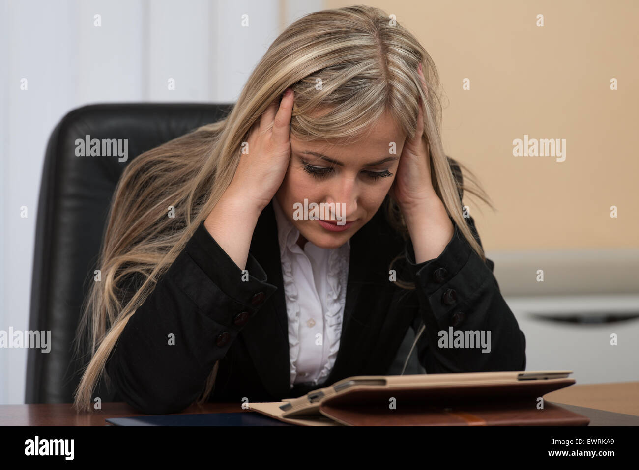 Young Business Woman With Problems And Stress In The Office Stock Photo ...