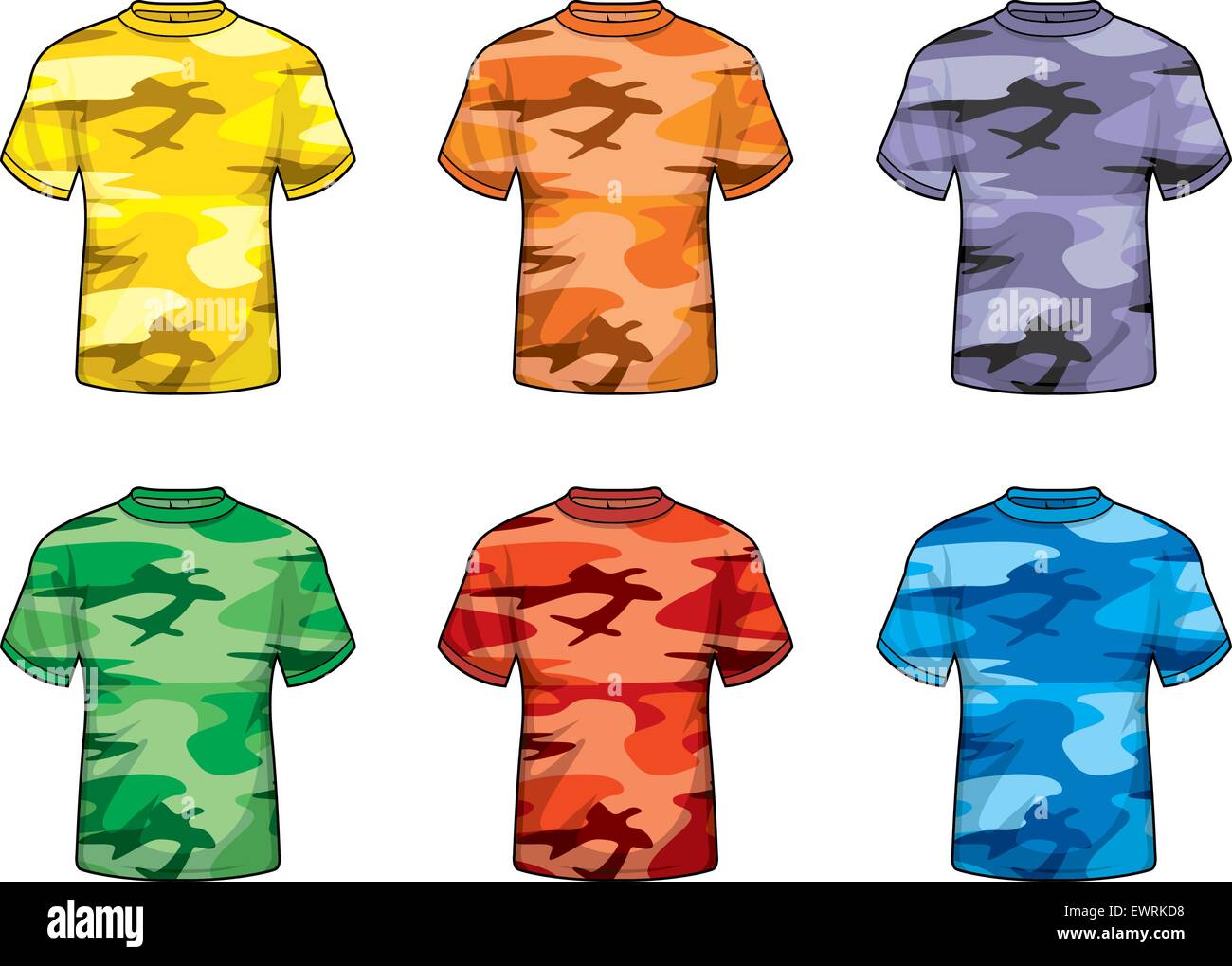 A variety of different colored camouflage shirts Stock Vector Image ...