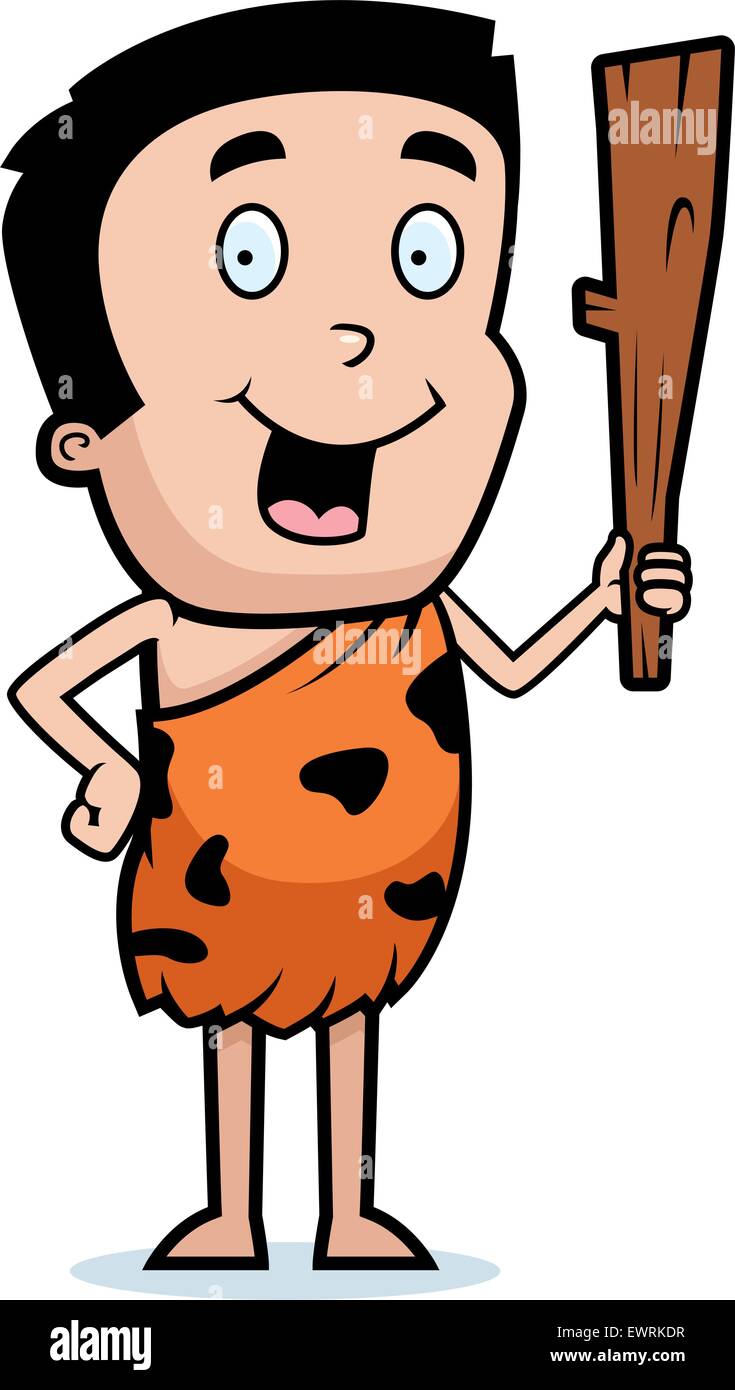 A happy cartoon caveman boy standing and smiling Stock Vector Image ...