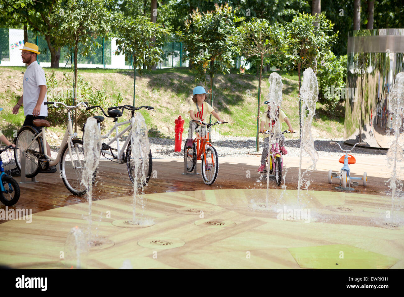 Children playing in the children's park at Expo Milan, Italy Stock ...