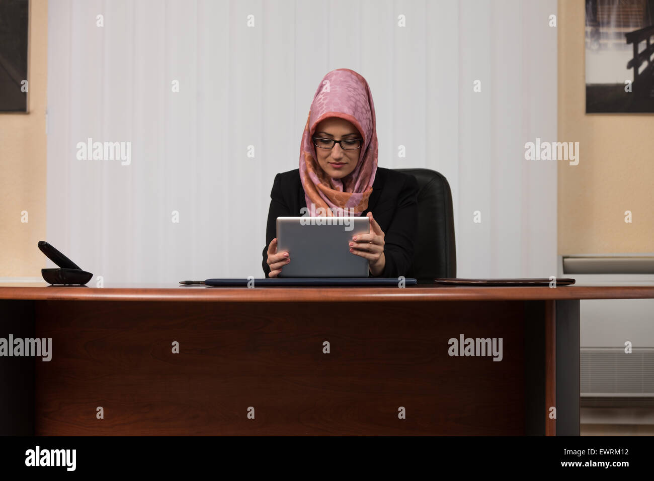 Muslim Business Ladie Working On Computer In The Office Stock Photo - Alamy