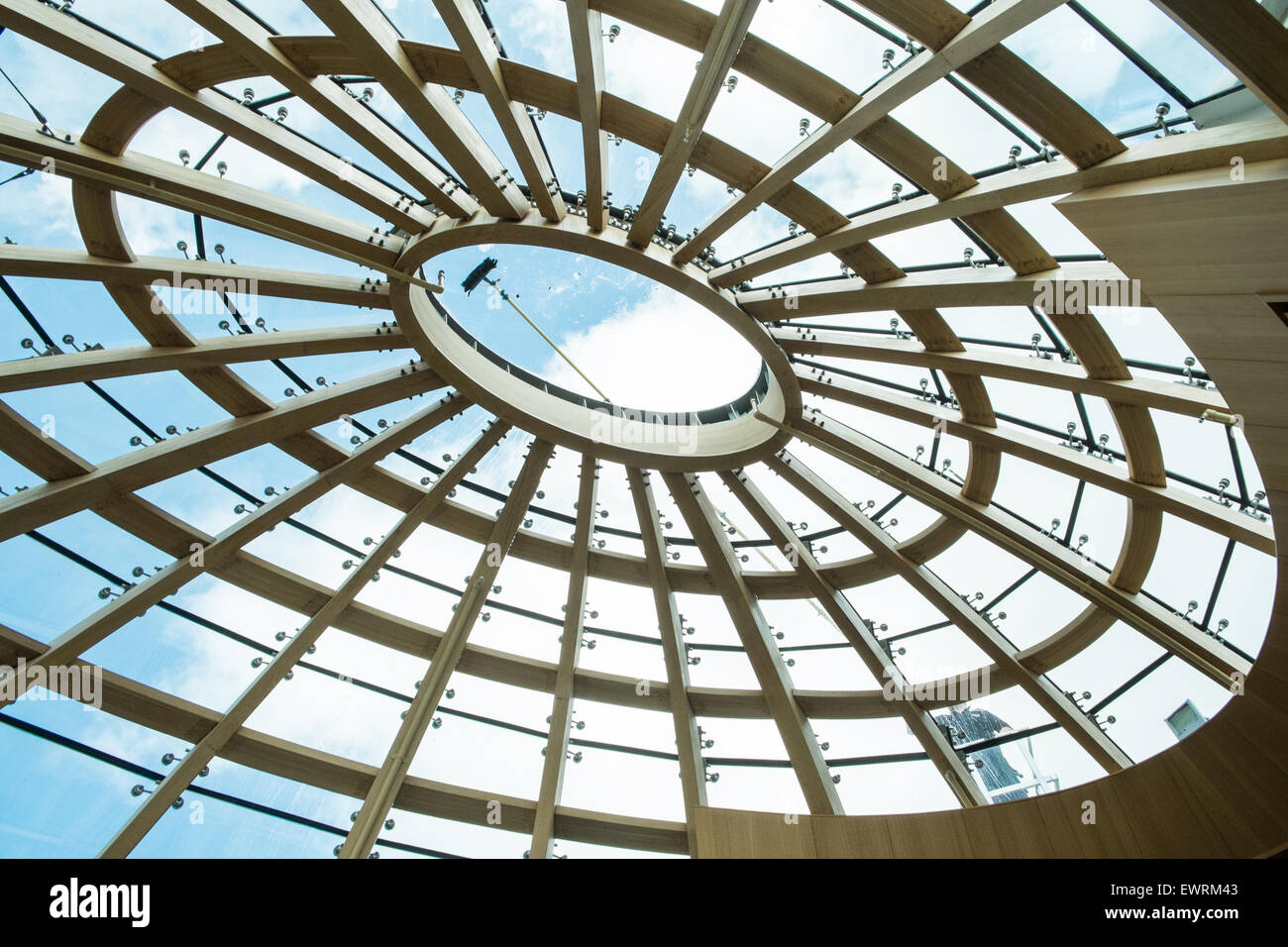 Cleaning glass dome at Award winning Central Library,Liverpool Stock ...