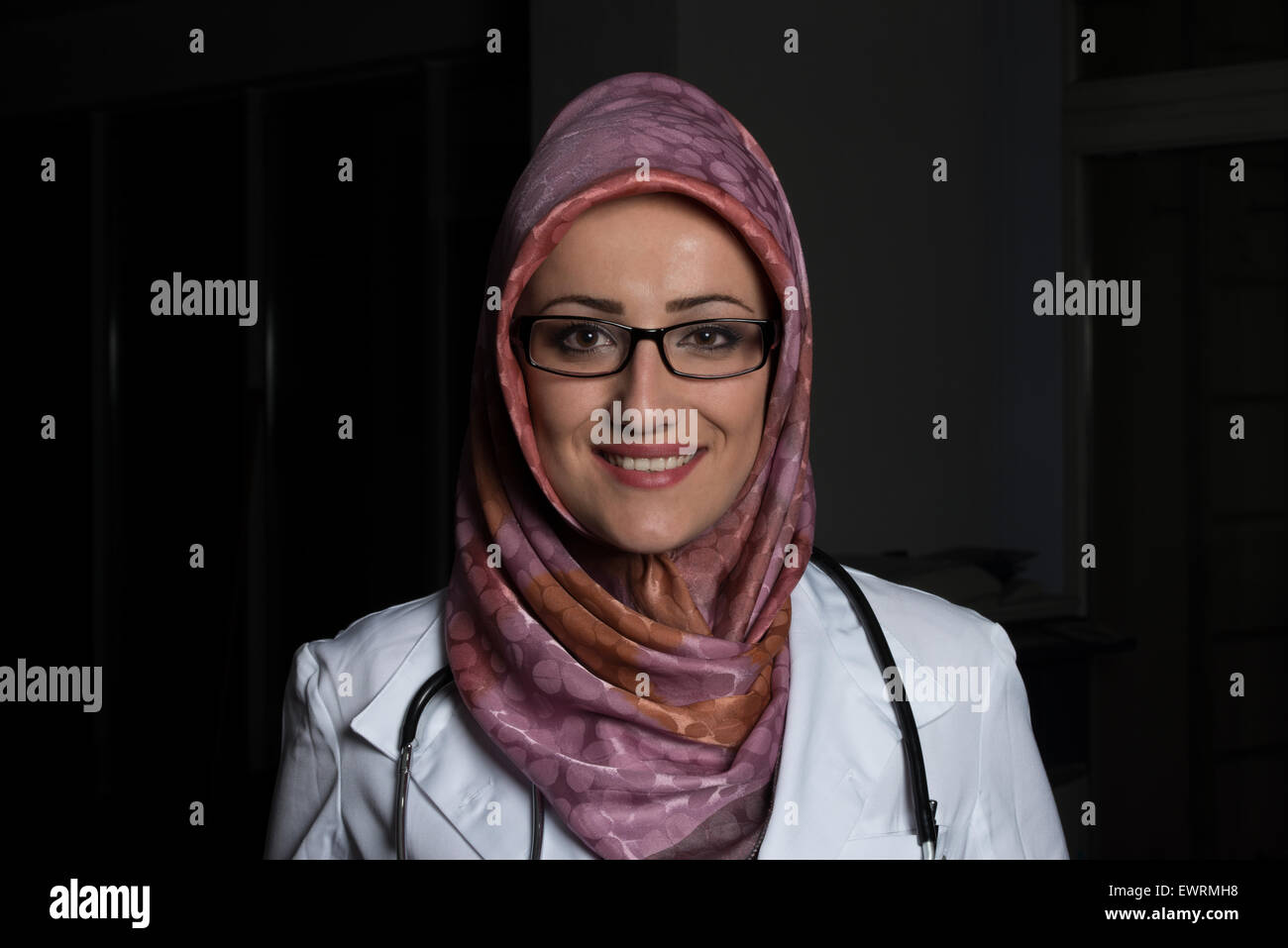 Portrait Of Smiling Muslim Female Doctor Stock Photo - Alamy