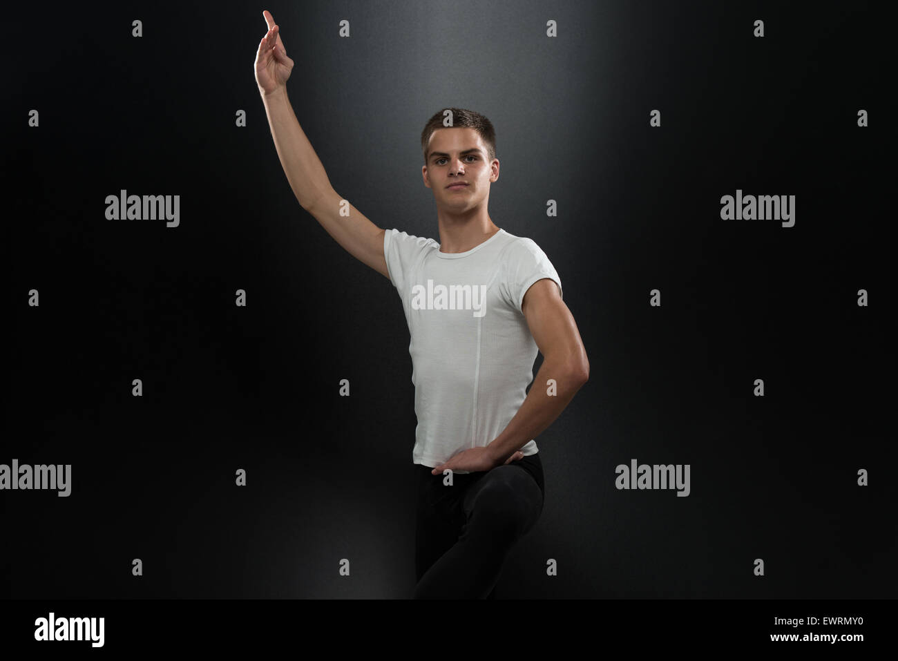 Handsome Male Ballet Dancer On A Black Background Stock Photo - Alamy