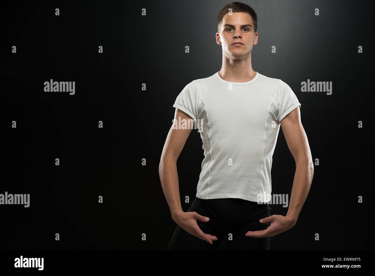 Handsome Male Ballet Dancer On A Black Background Stock Photo - Alamy