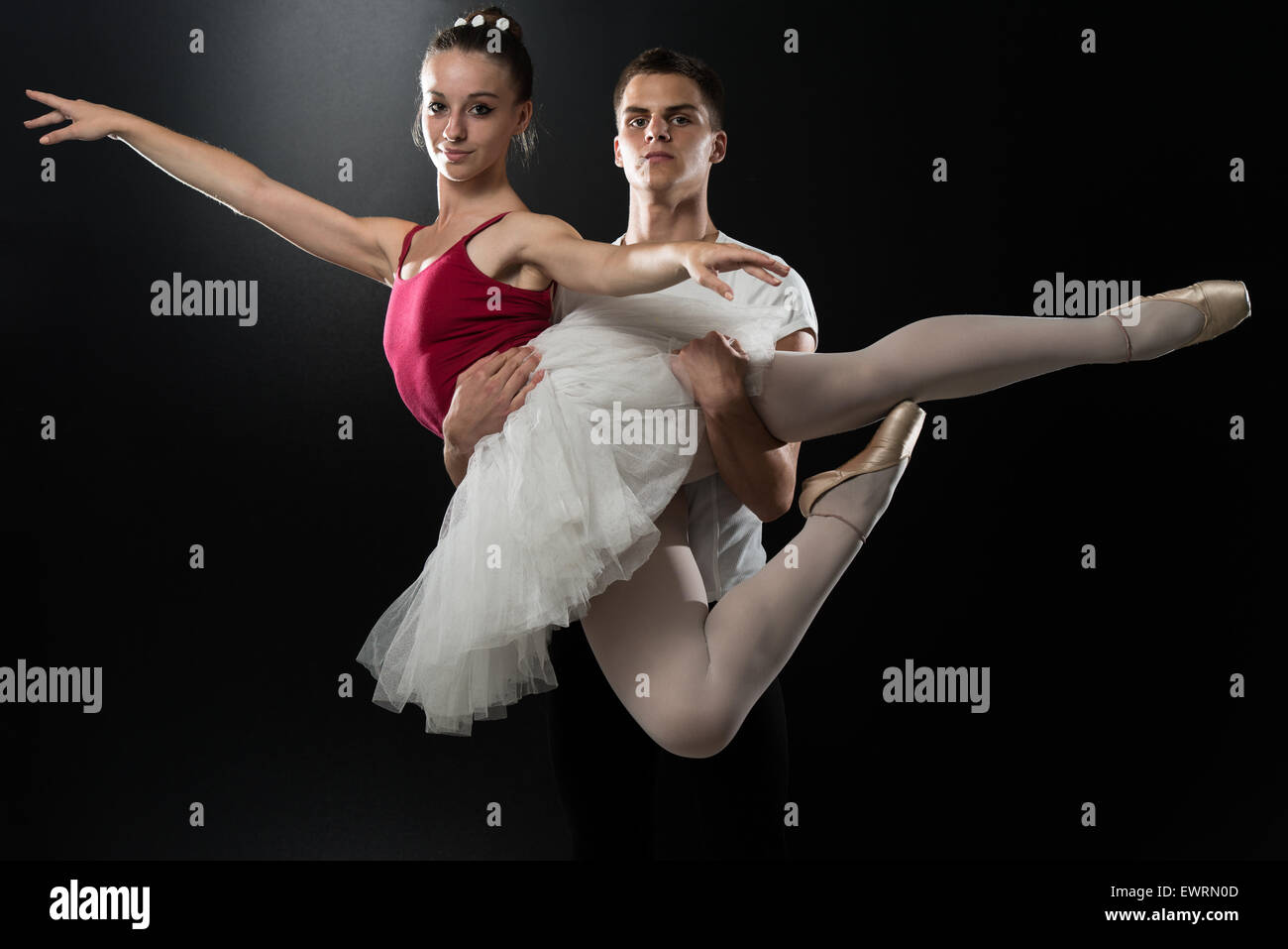 Handsome Couple Ballet Dancer On A Black Background Stock Photo - Alamy