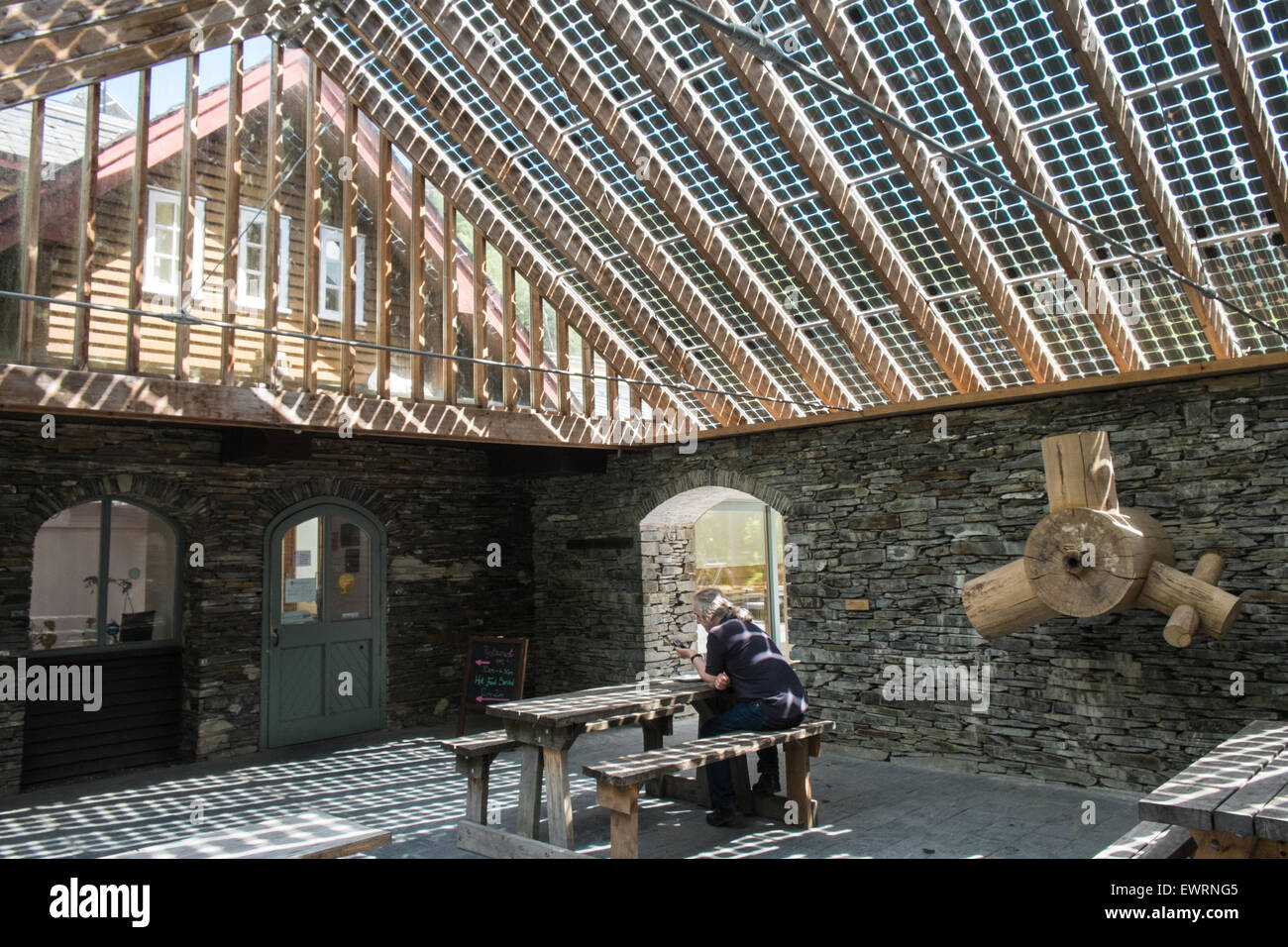 At solar panel roof restaurant at CAT ,Machynlleth,Powys,Wales,U.K ...