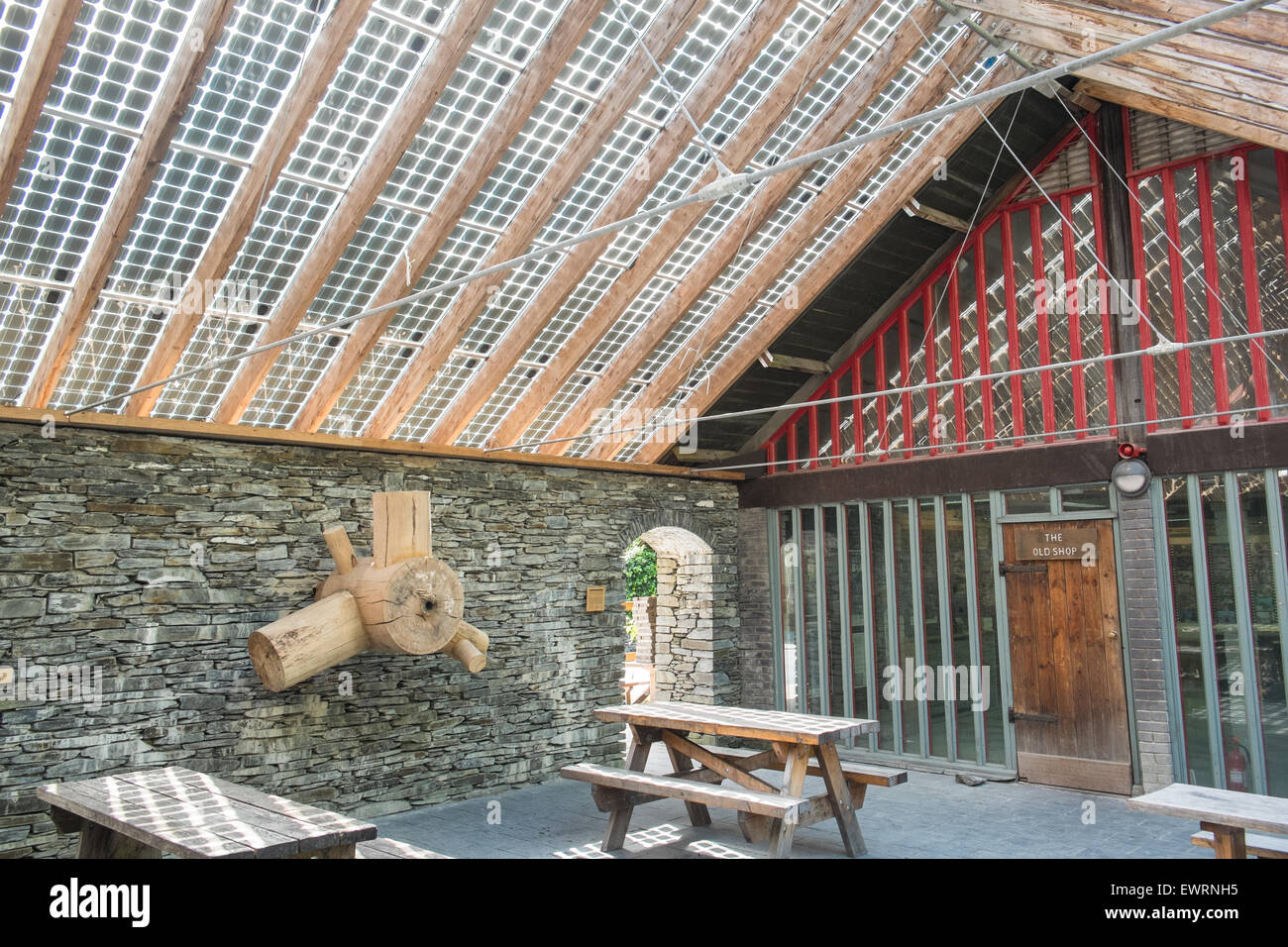 Solar panel roof Restaurant at CAT,Machynlleth,Powys,Wales,Machynlleth ...