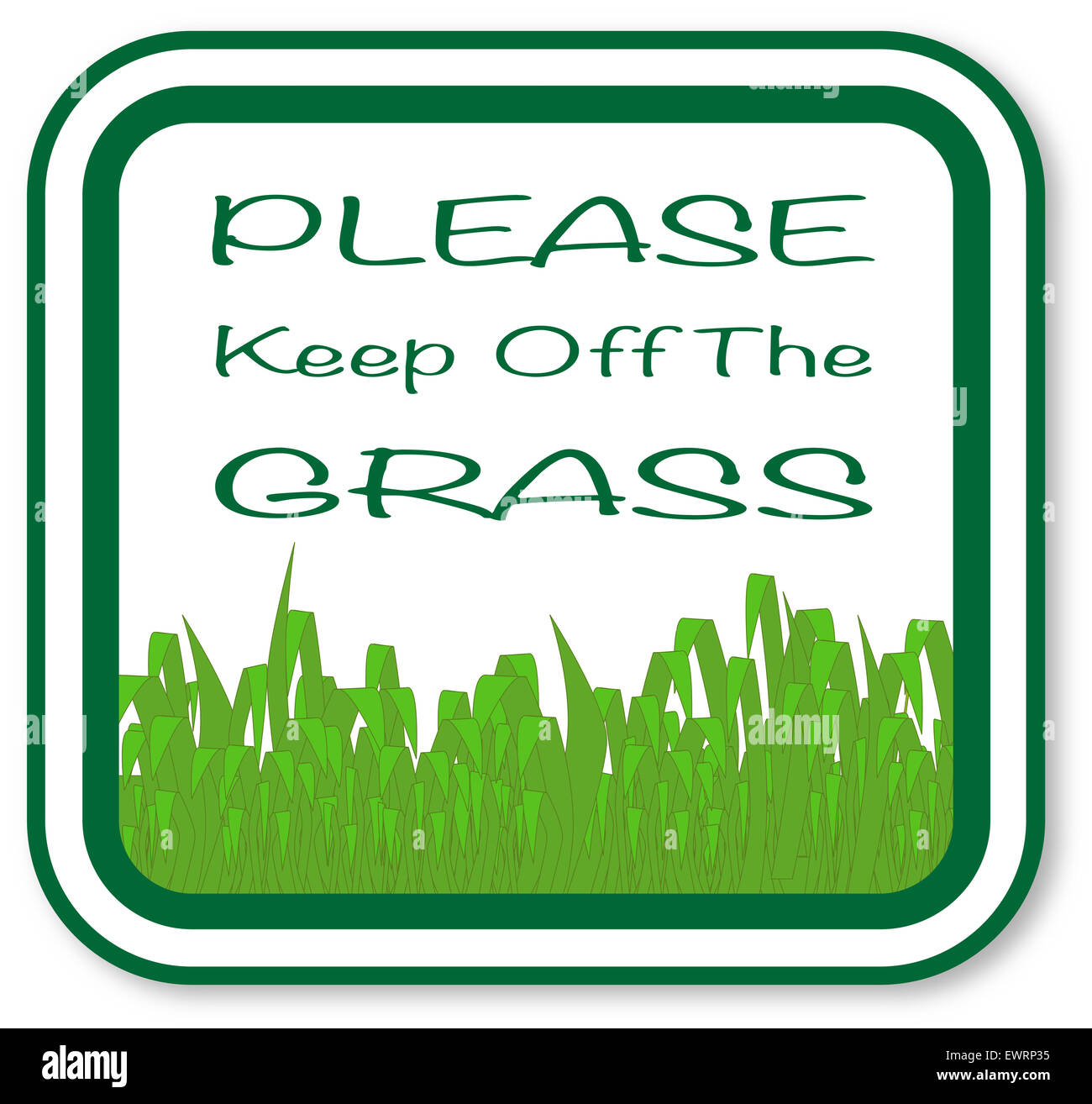 A please keep off the grass sign on a white background Stock Photo - Alamy