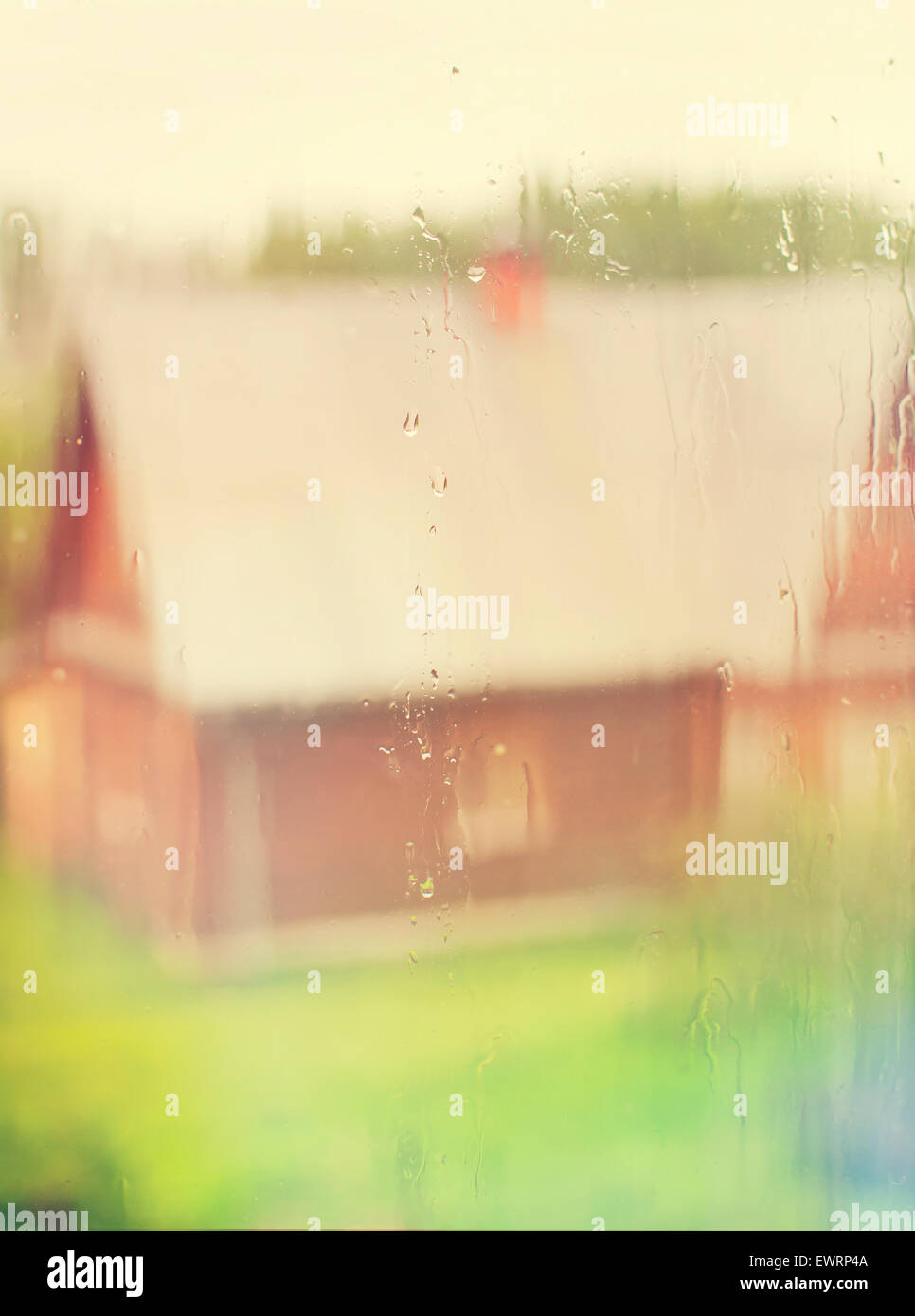 wooden house, view through window Stock Photo - Alamy