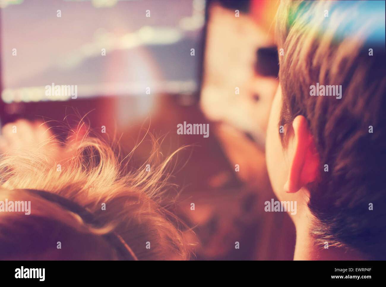 children look to a computer monitor Stock Photo - Alamy