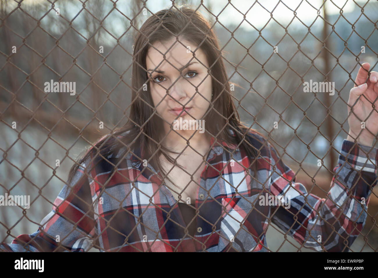 woman front fense Stock Photo - Alamy
