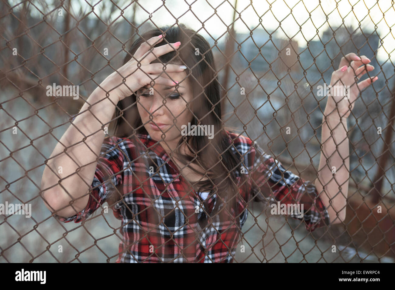 woman front fense Stock Photo - Alamy