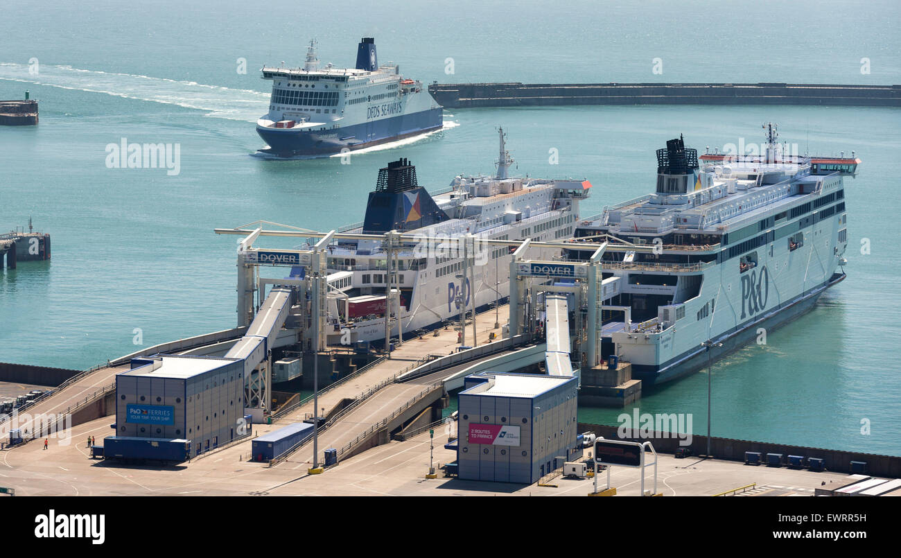 P&O and DFDS Seaways Ferries docked in the port of Dover as striking ...