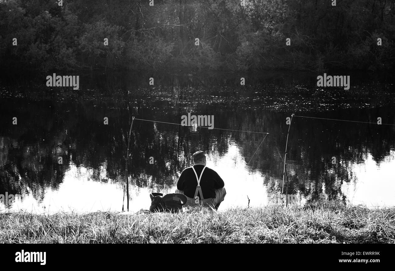 Summer angling Black and White Stock Photos & Images - Alamy