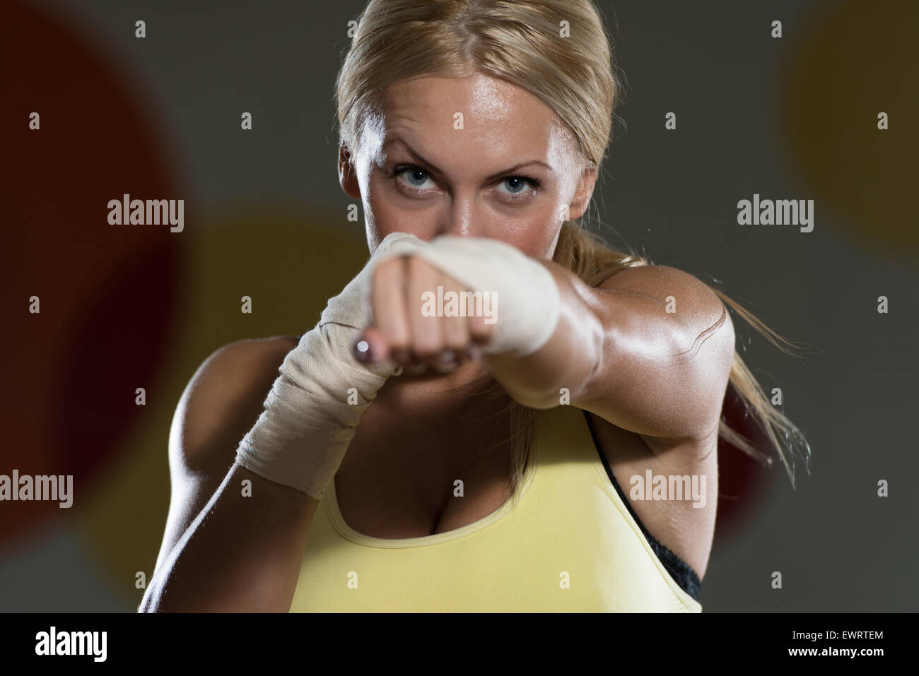 Young Woman Boxer MMA Fighter Practice Her Skills Stock Photo - Alamy