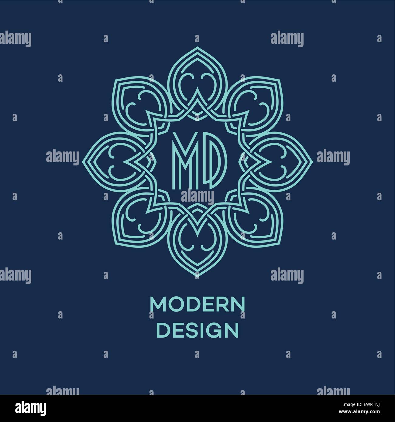 Vector geometric frame in mono line style. Monogram design element ...