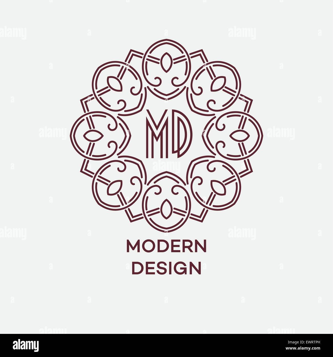 Vector geometric frame in mono line style. Monogram design element ...