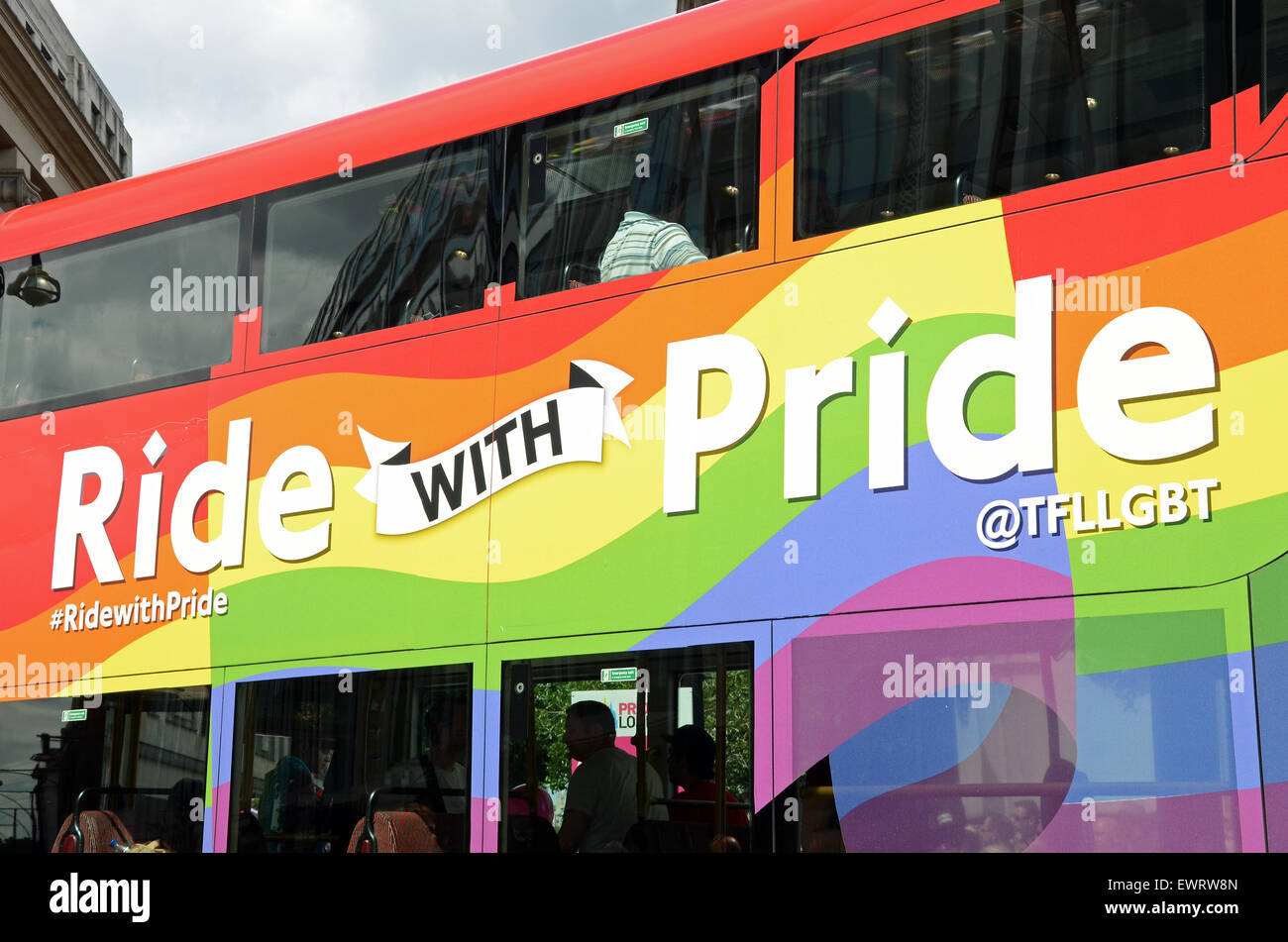 Ride with Pride - a TFL bus, London Pride Stock Photo: 84732613 - Alamy