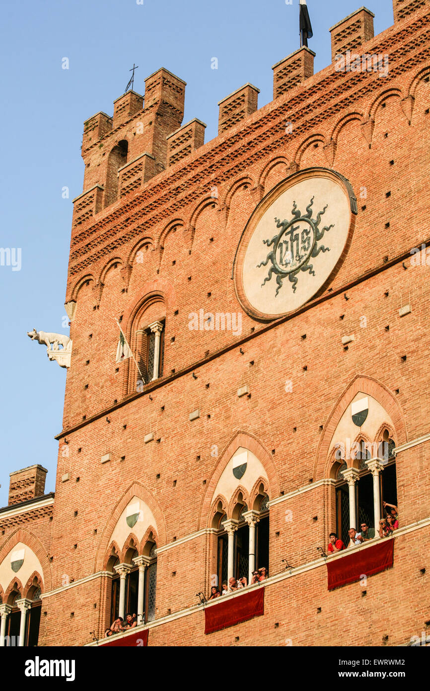 Flags of the contrade of the palio of siena hi-res stock photography ...