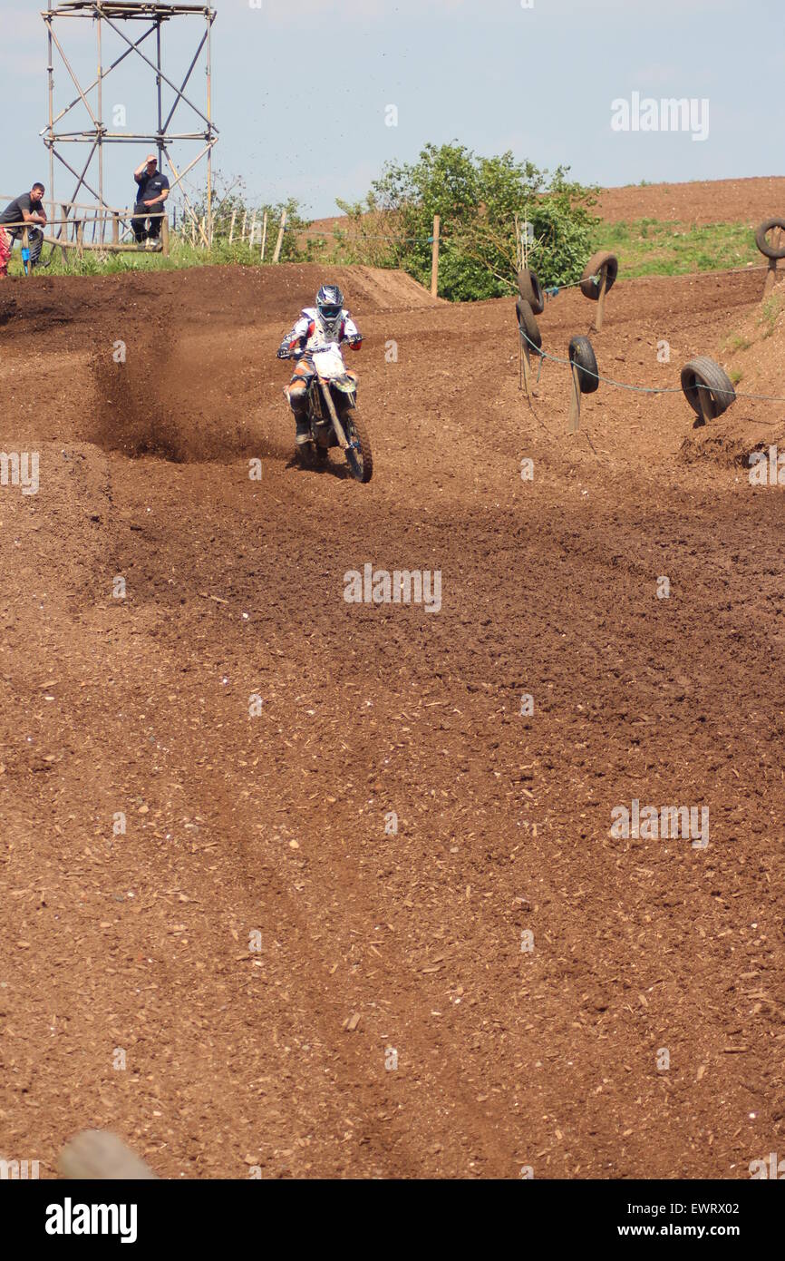 Action motorcycle, motocross, Speed and stunts leaping through the air ...