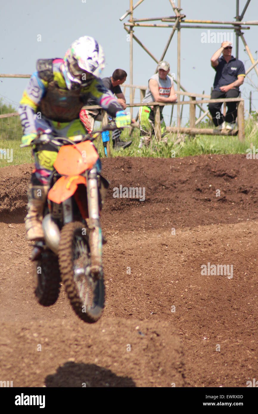 Action motorcycle, motocross, Speed and stunts leaping through the air ...