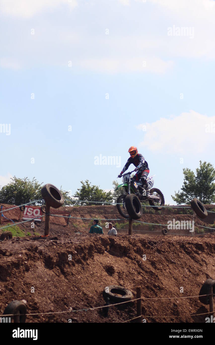 Action motorcycle, motocross, Speed and stunts leaping through the air ...