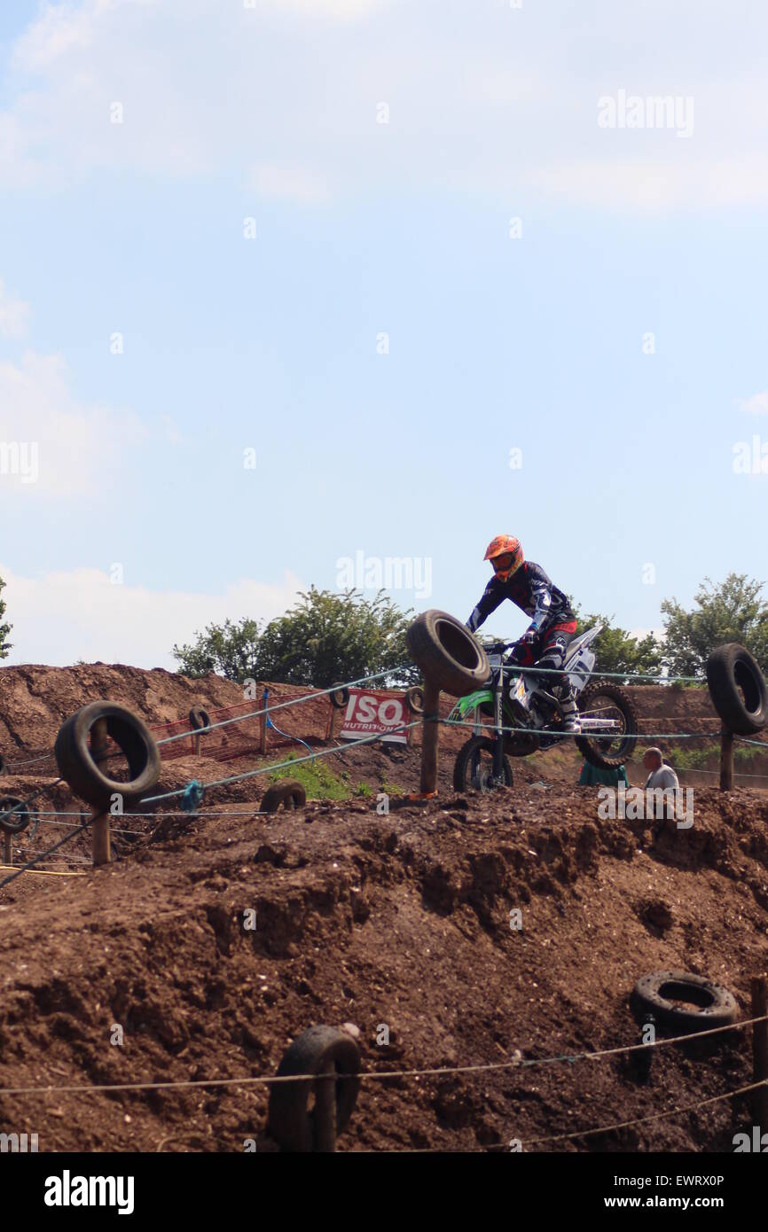 Action motorcycle, motocross, Speed and stunts leaping through the air ...