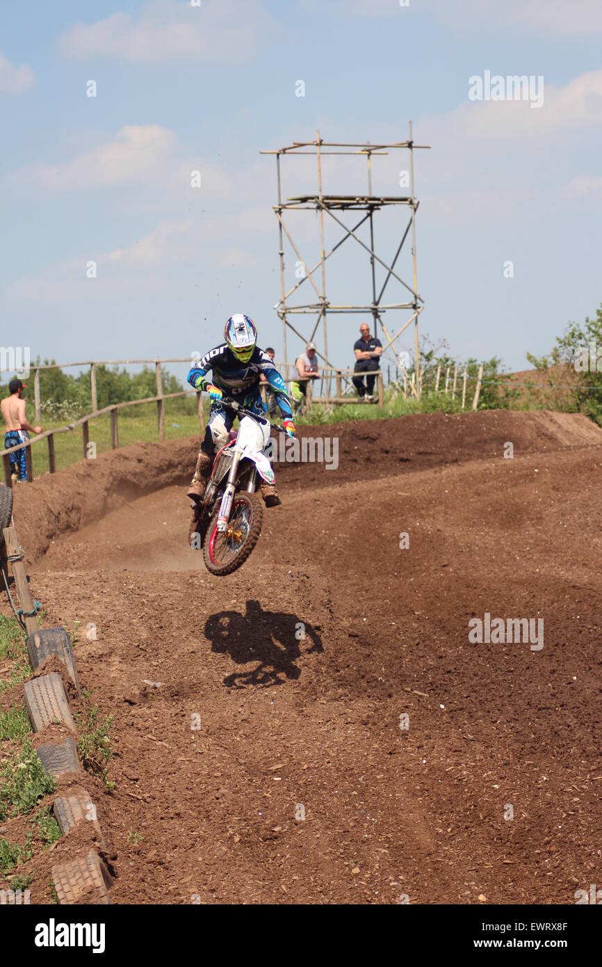 Action motorcycle, motocross, Speed and stunts leaping through the air ...