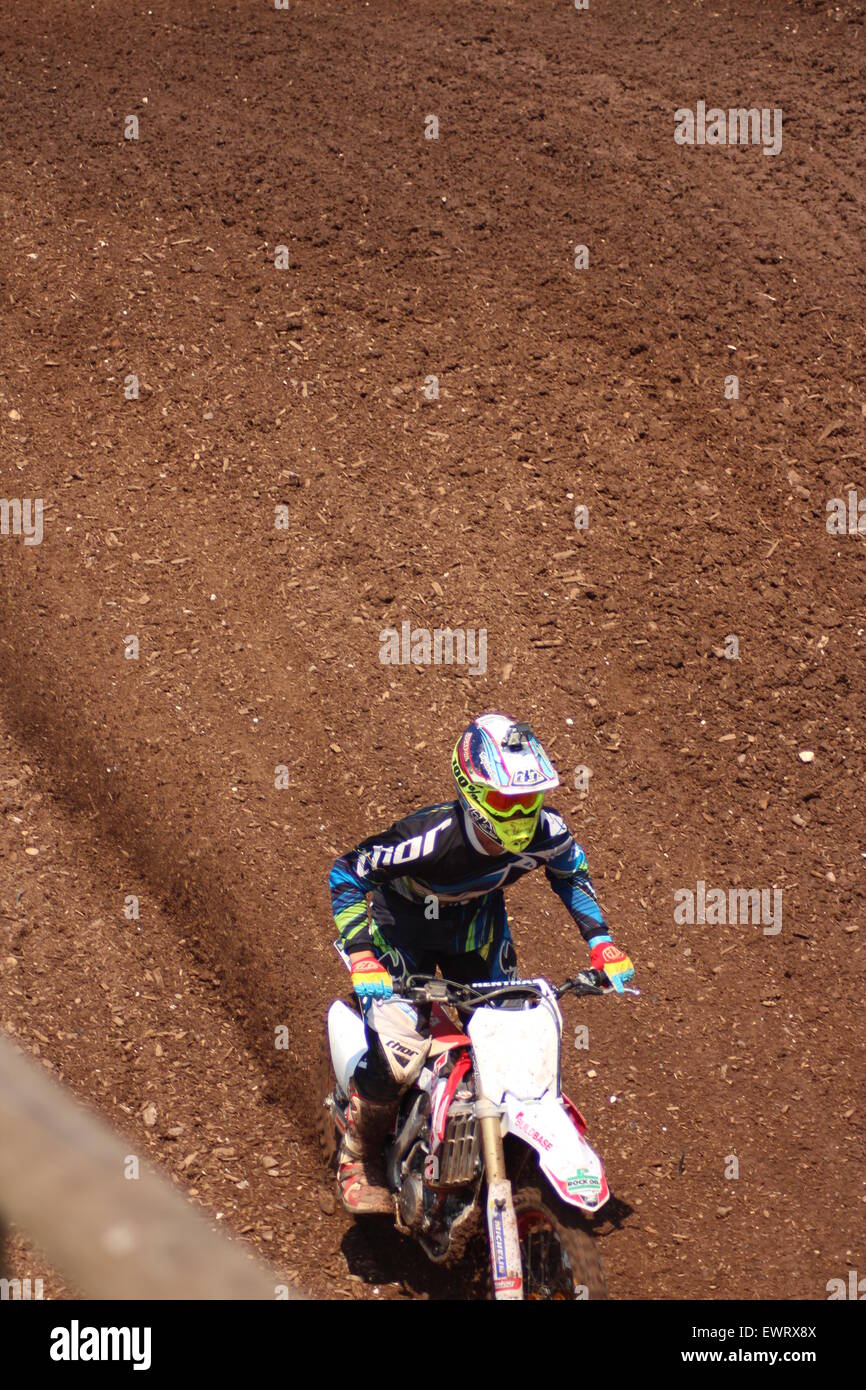 Action motorcycle, motocross, Speed and stunts leaping through the air ...