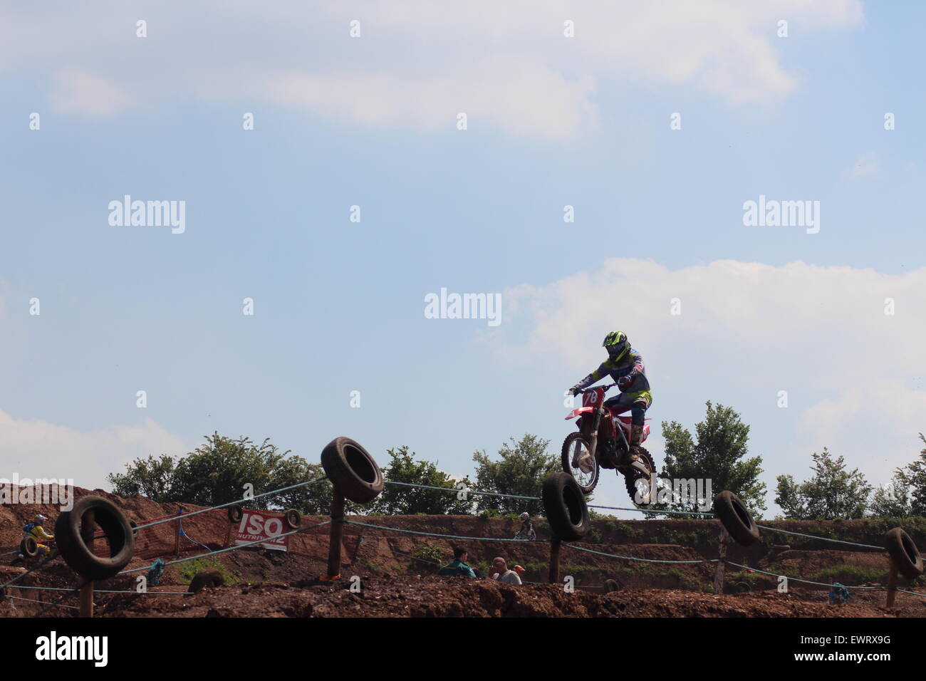 Action motorcycle, motocross, Speed and stunts leaping through the air ...