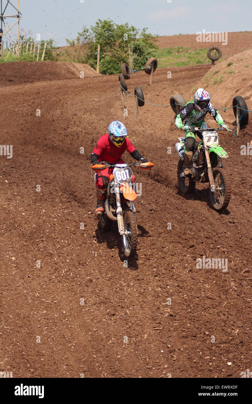 Action motorcycle, motocross, Speed and stunts leaping through the air ...