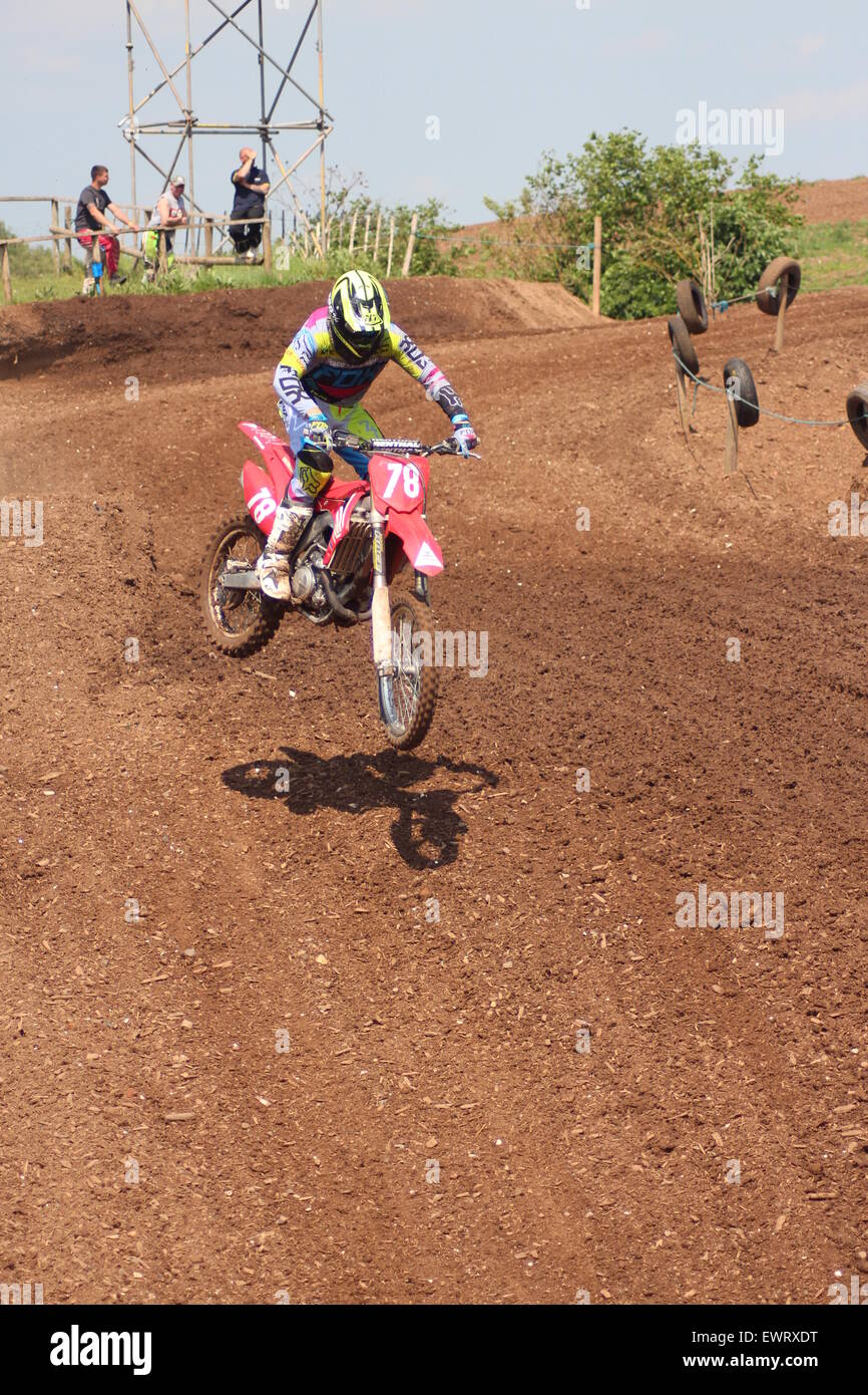 Action motorcycle, motocross, Speed and stunts leaping through the air ...