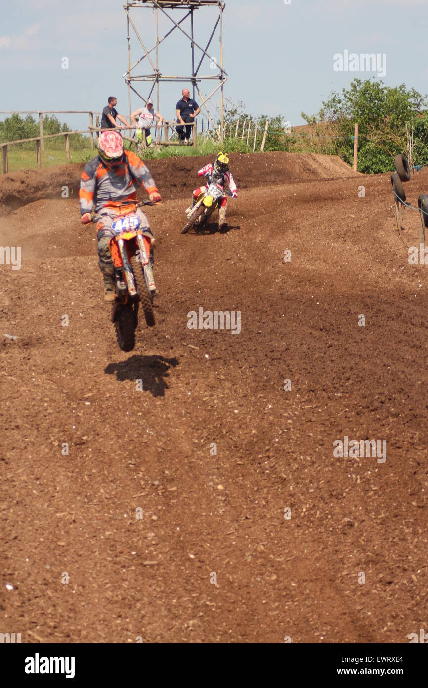 Action motorcycle, motocross, Speed and stunts leaping through the air ...