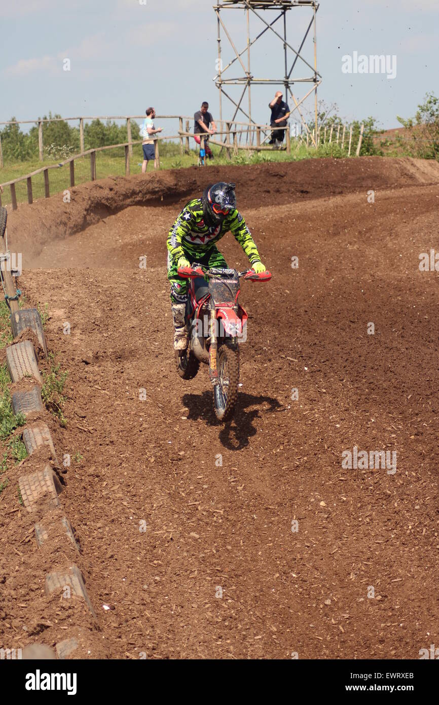 Action motorcycle, motocross, Speed and stunts leaping through the air ...