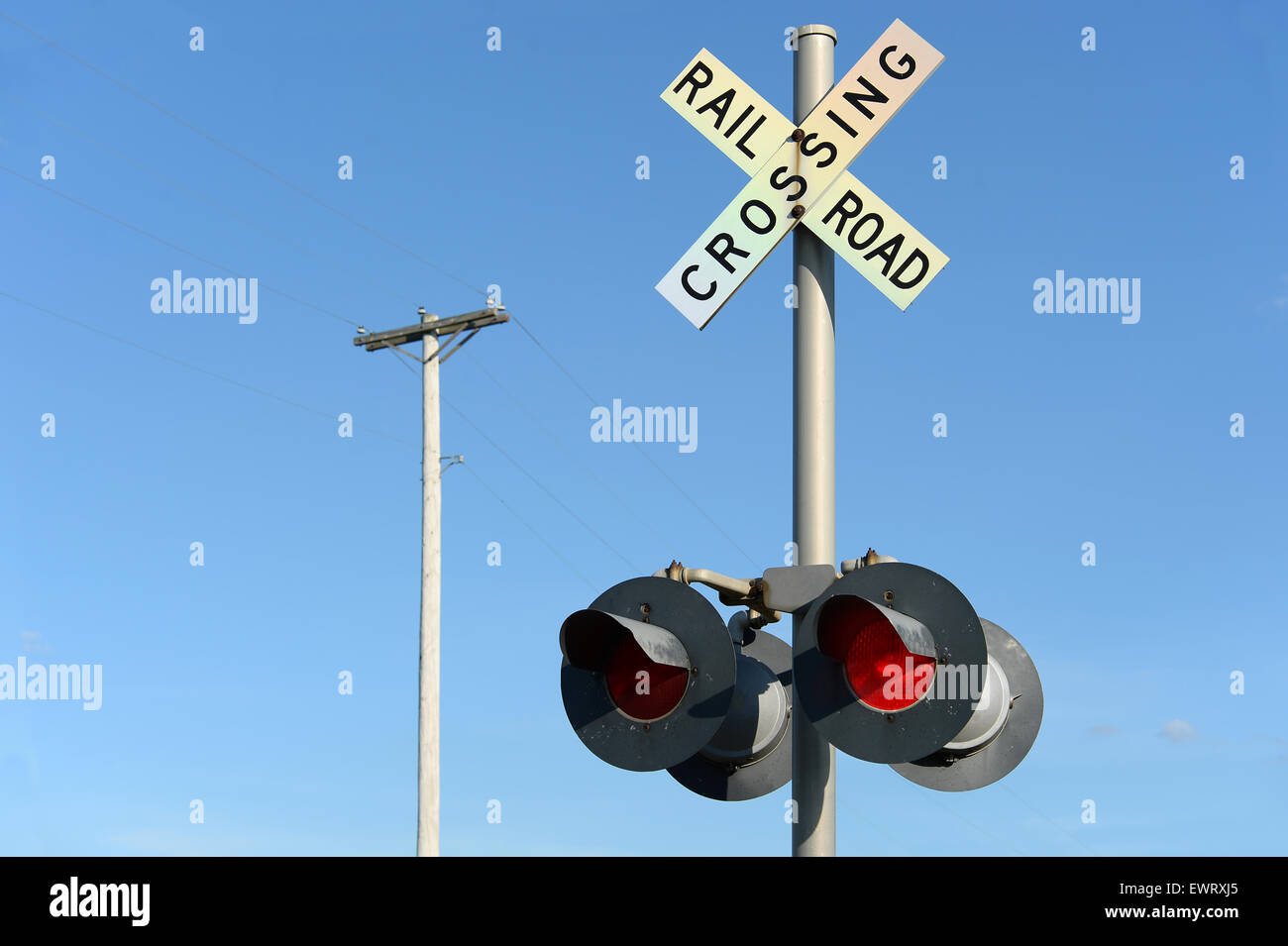 Railroad sign post during daytime Stock Photo - Alamy