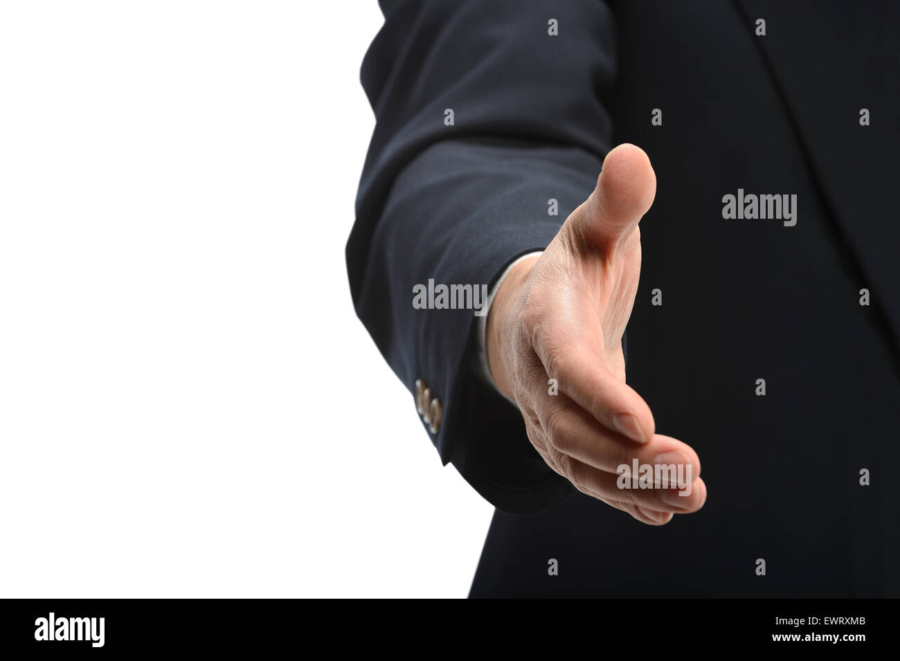 Close up of businessman's hand offering handshake Stock Photo - Alamy