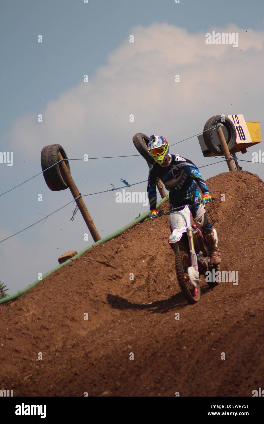 Action motorcycle, motocross, Speed and stunts leaping through the air ...