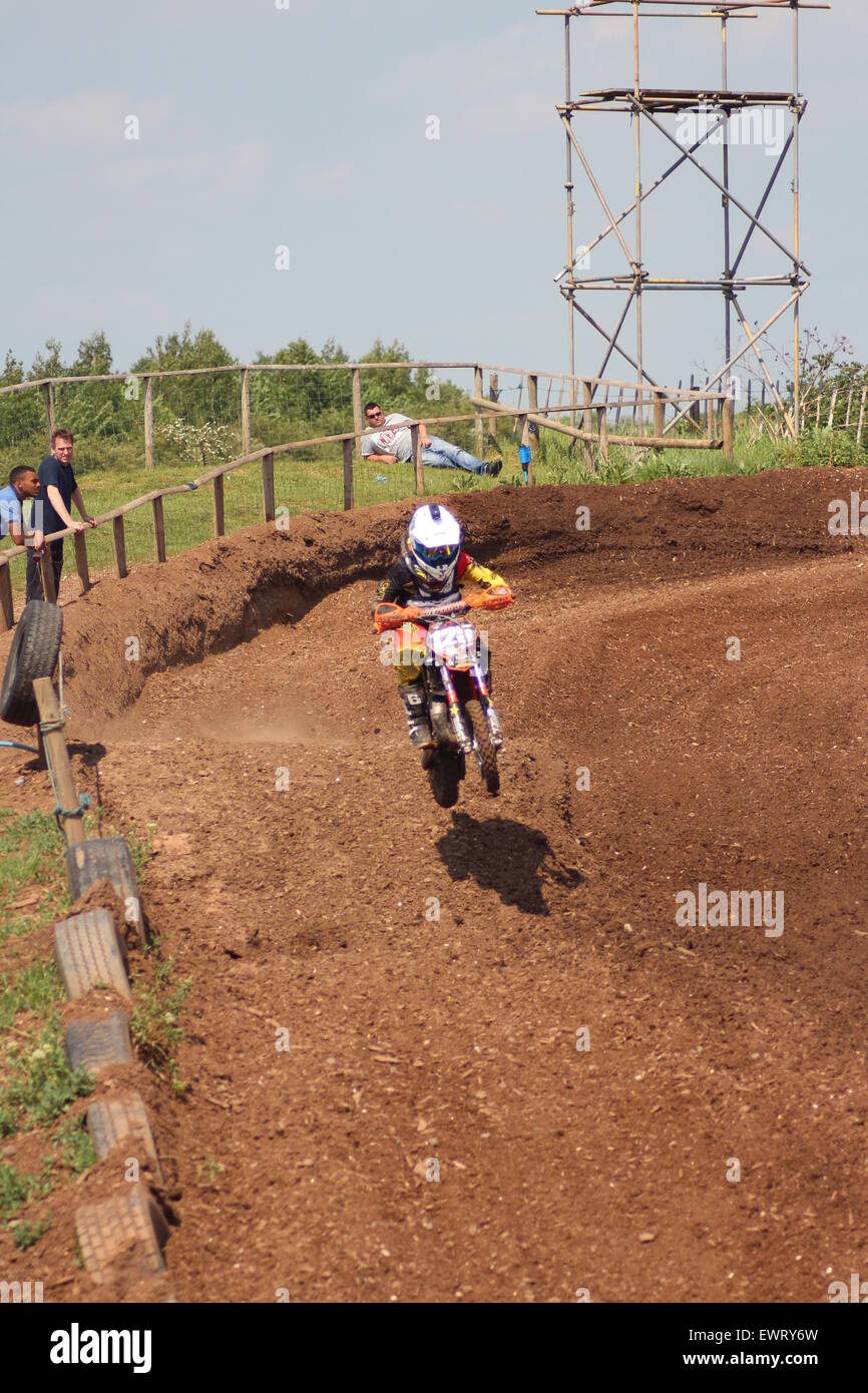 Action motorcycle, motocross, Speed and stunts leaping through the air ...