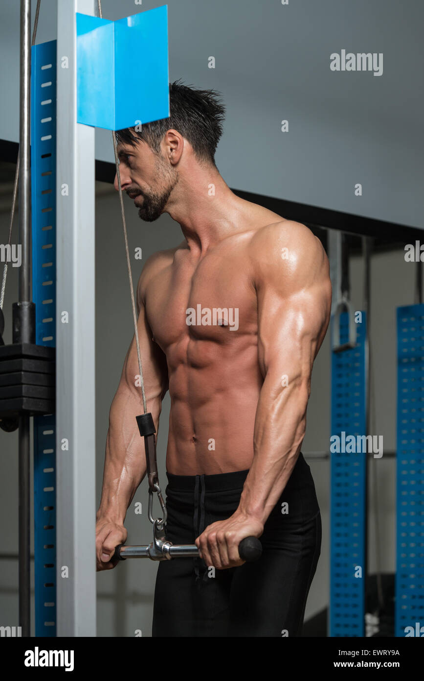 Young Athlete Doing Heavy Weight Exercise For Triceps Stock Photo - Alamy